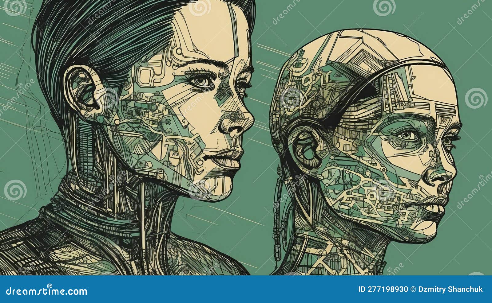 Figure Bionic Face Generative AI Stock Illustration - Illustration of ...