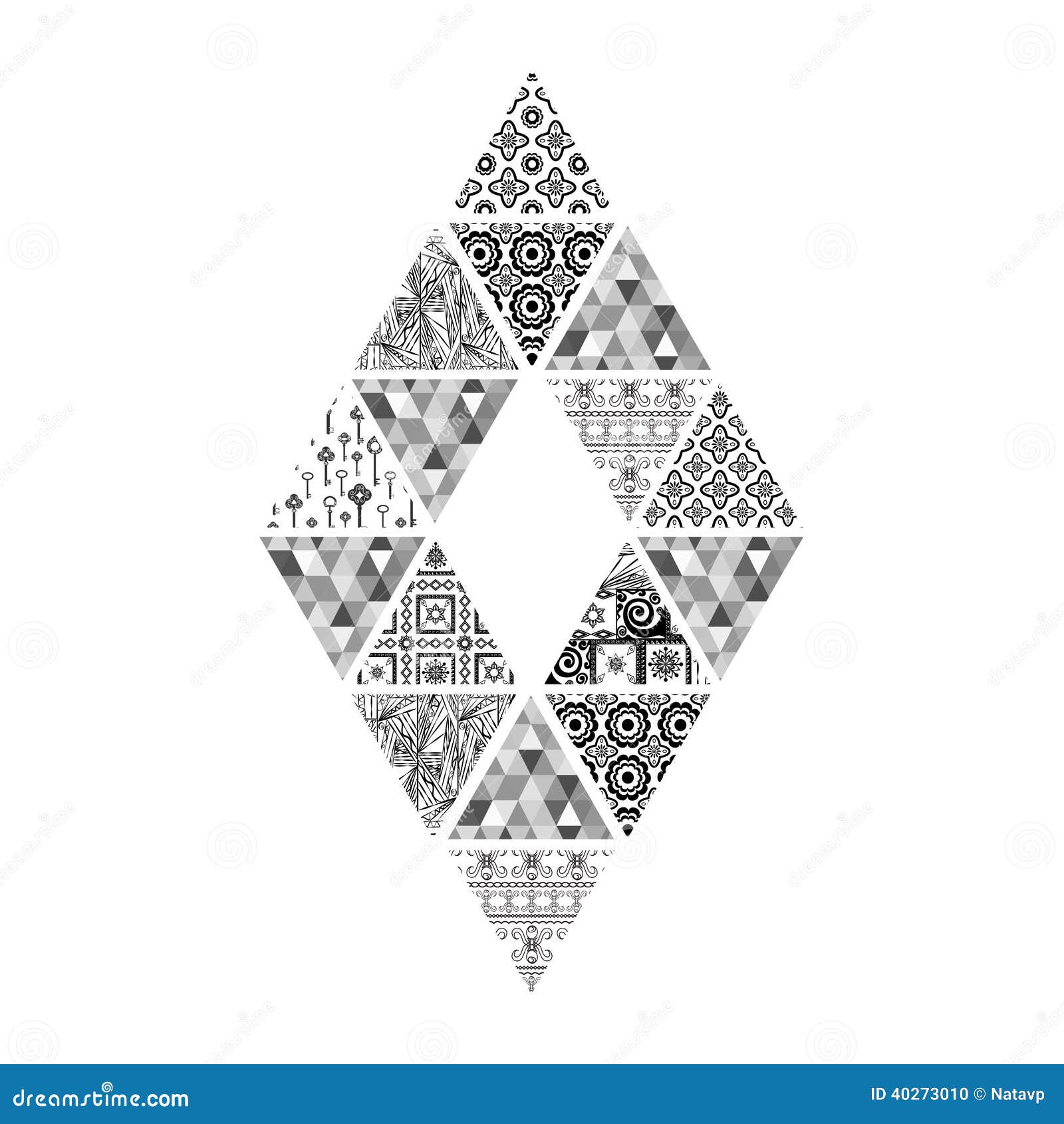 Figure of Black and White Diamond-shaped Triangles with Different ...
