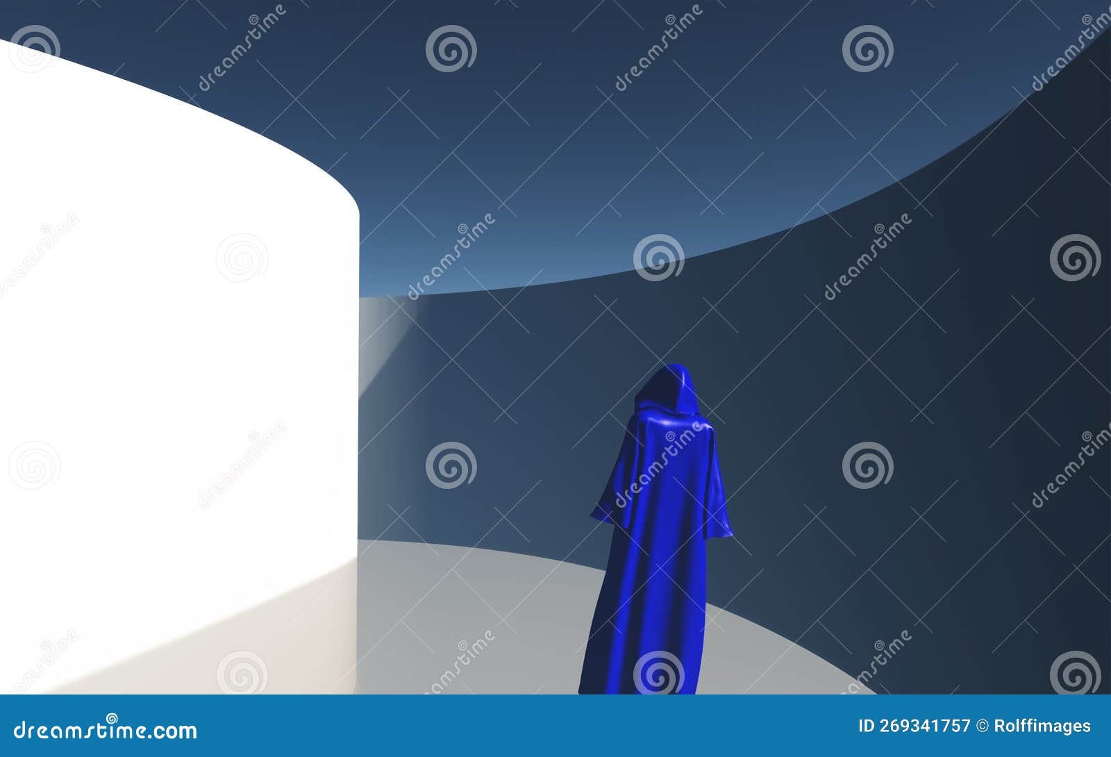 Figure in blue cloak stock illustration. Illustration of mist - 269341757