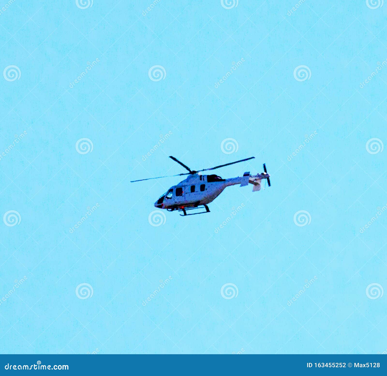 Figure Blue Helicopter in the Blue Sky Stock Photo - Image of spinning ...