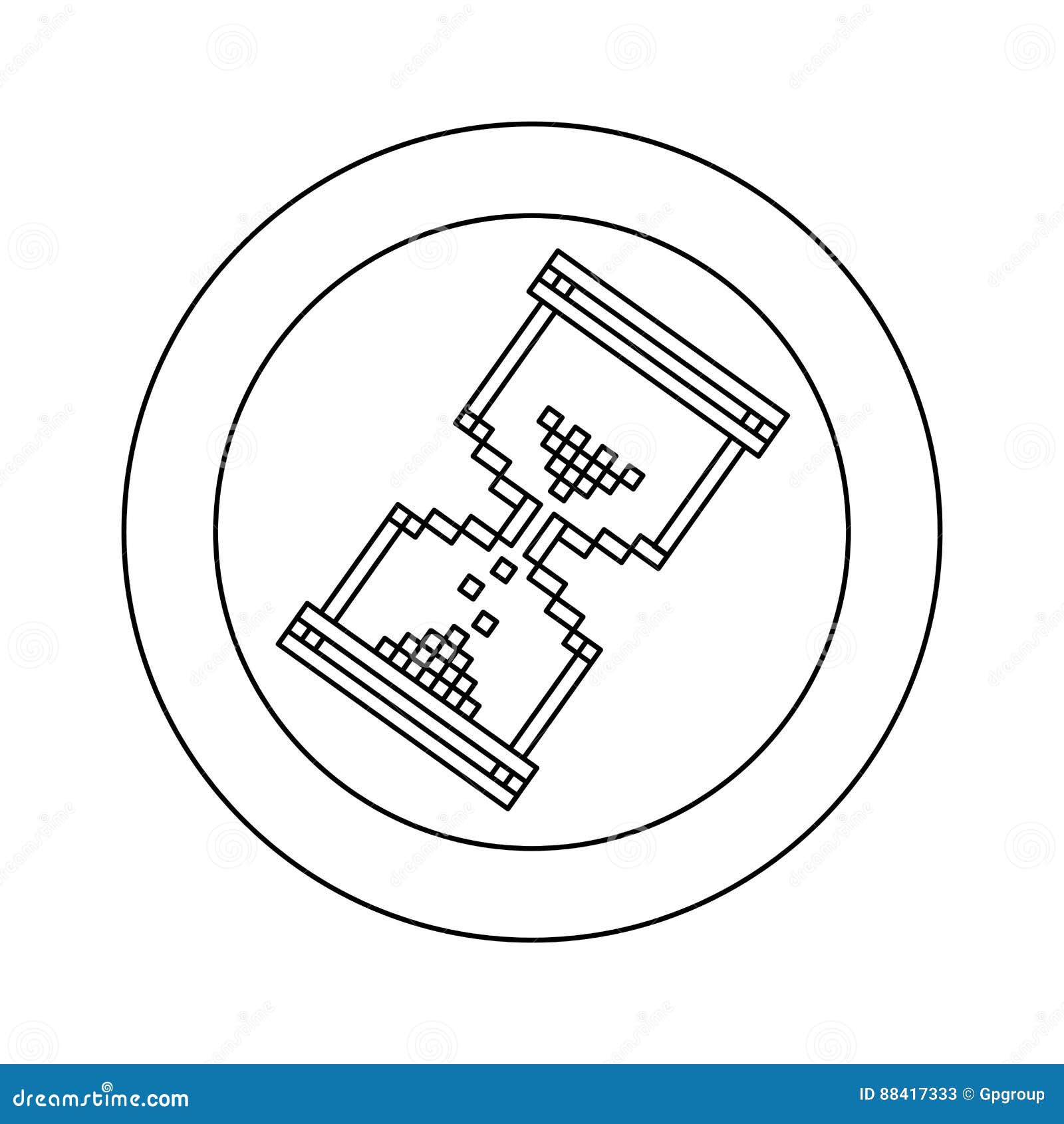 Pixel Hourglass Icon Set Isolated On White Background. 8 Bit Sandglass ...