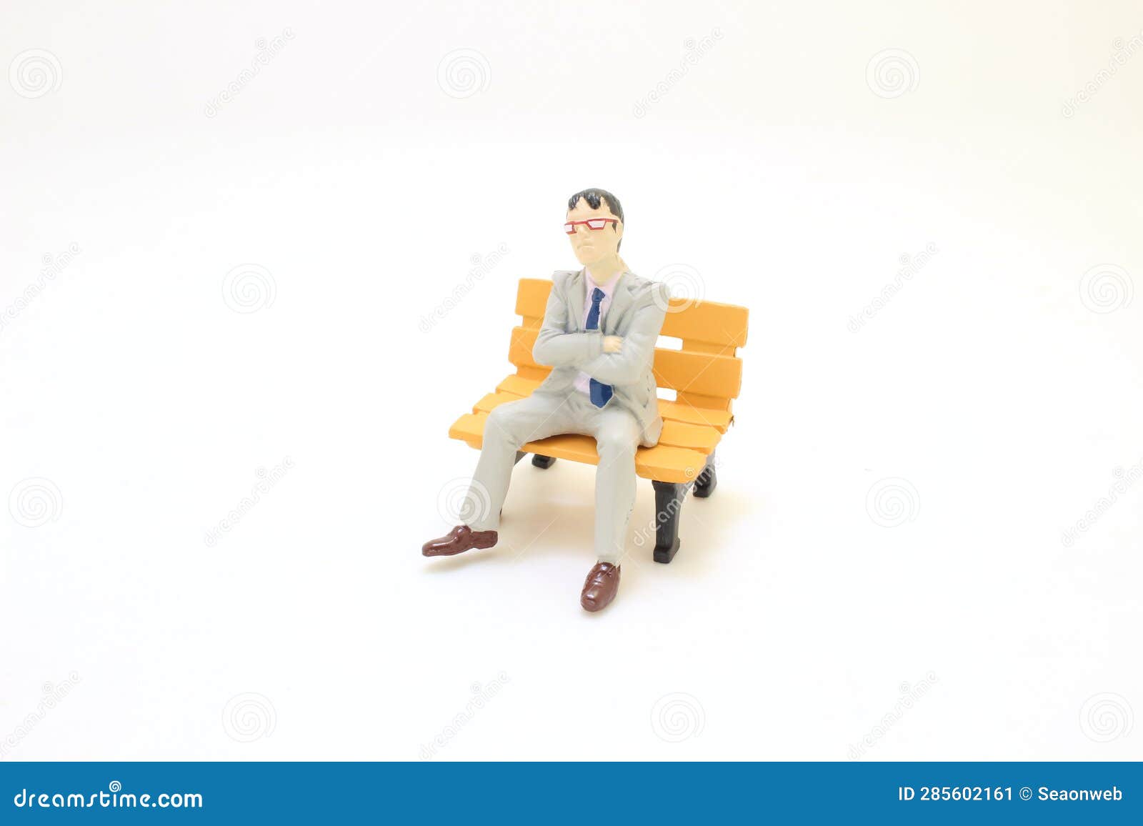 The Figure Businessman Sitting on Park Bench Stock Image - Image of ...