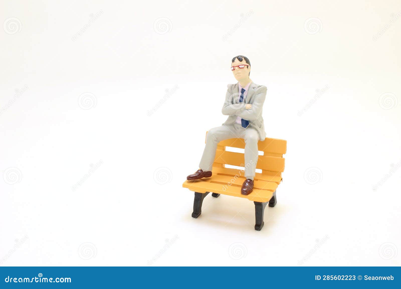 The Figure Businessman Sitting on Park Bench Stock Image - Image of ...