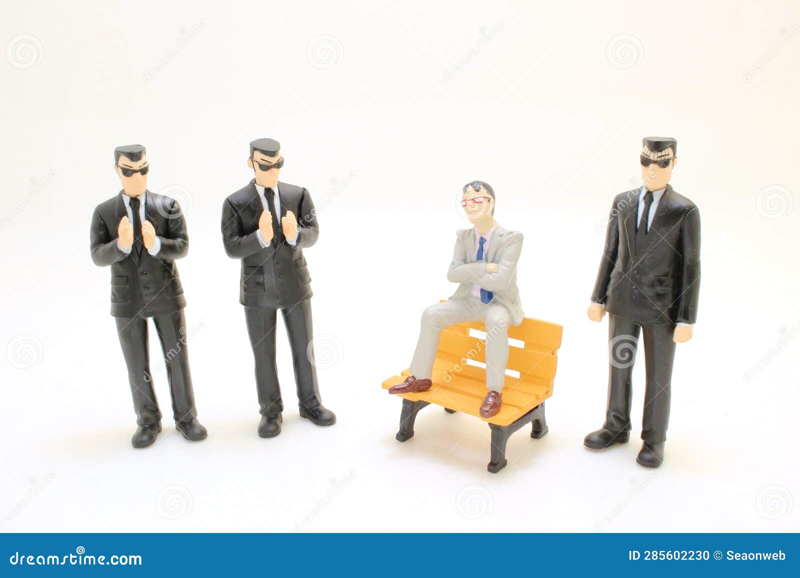 The Figure Businessman Sitting on Park Bench Stock Photo - Image of ...