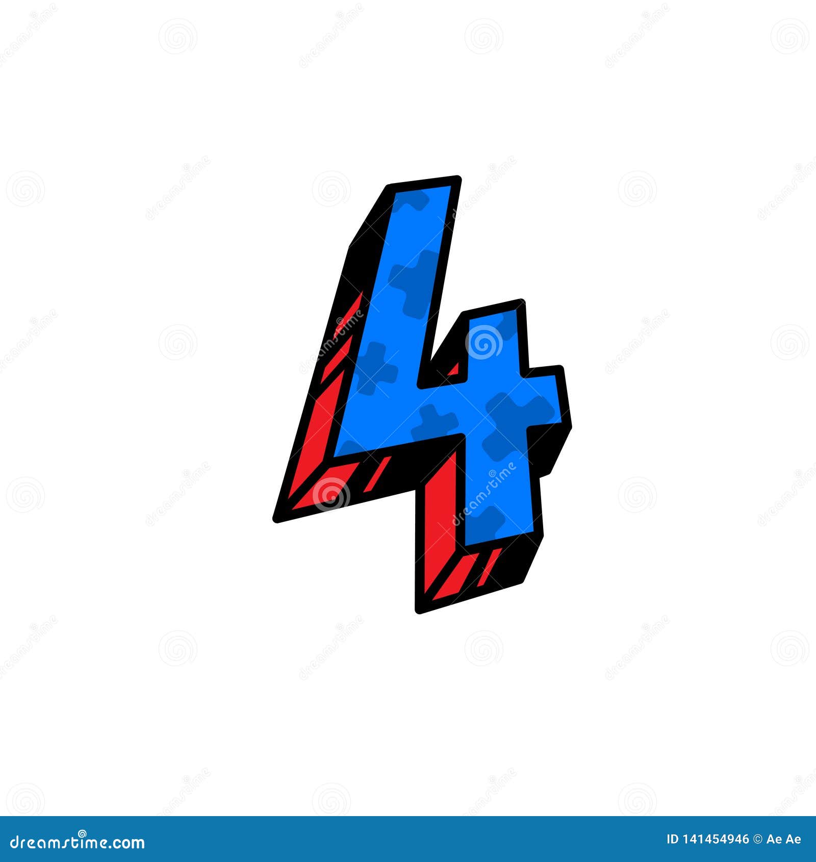 Figure 4 in Cartoon Style. Vector. Dark Blue Linear, Contour Figures ...