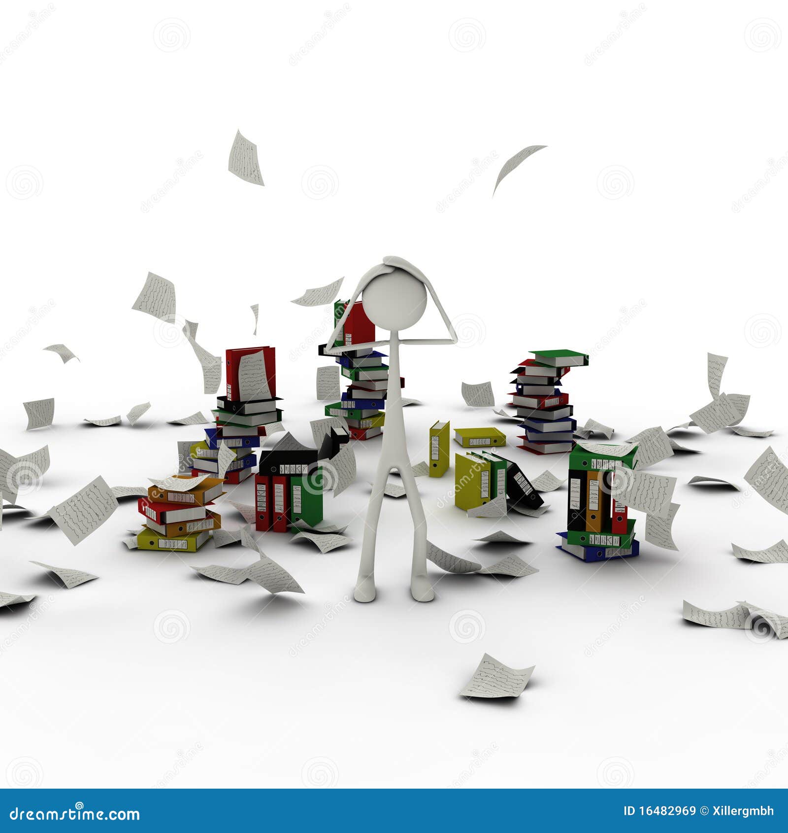 Figure in Chaos of Documents Stock Illustration - Illustration of deck ...