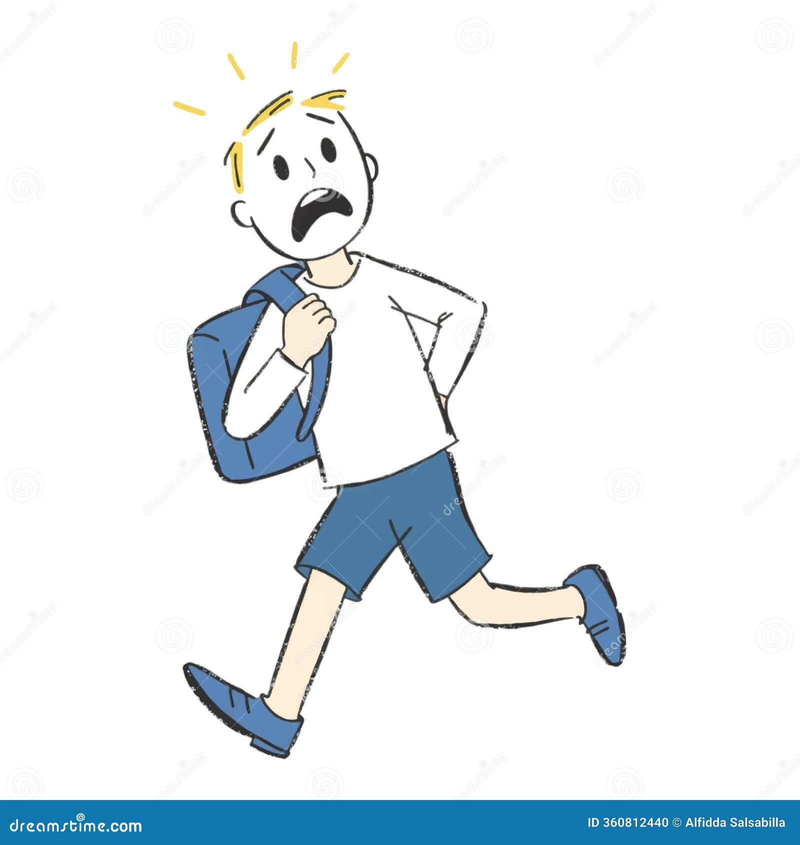 Panicked Man Running, Worried Or Scared Nervous Person, Human Emotions ...