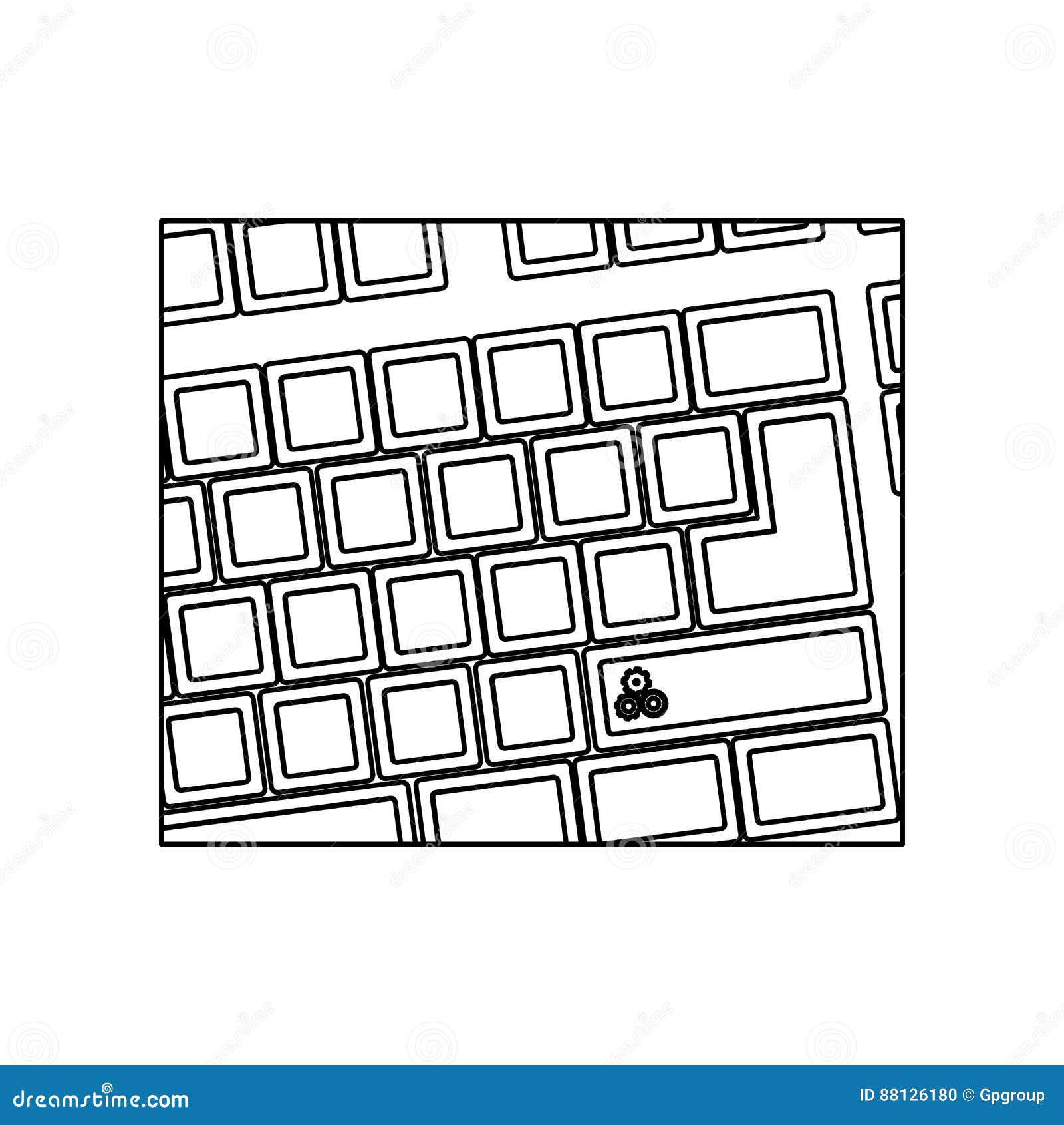 Figure Computer Keyboard with Gear Symbol Icon Stock Illustration ...