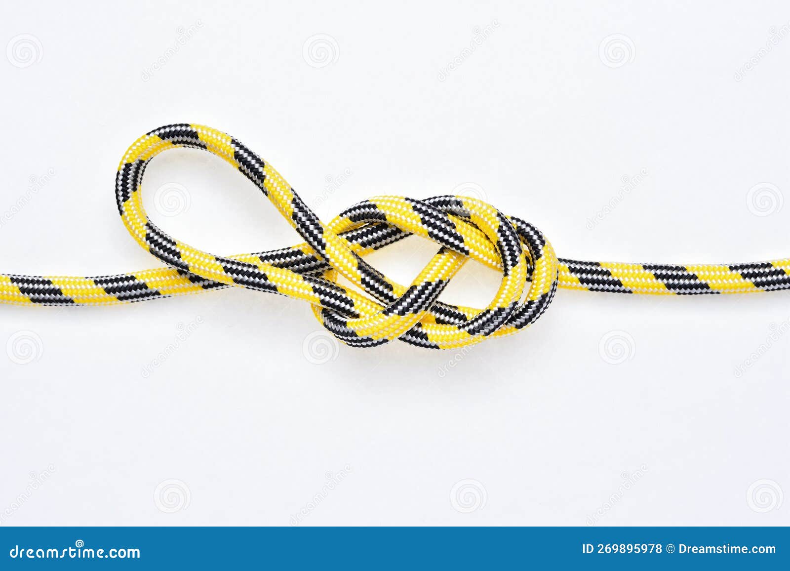 Figure 8 Directional Loop Knot on Yellow and Black Nylon Rope Stock ...