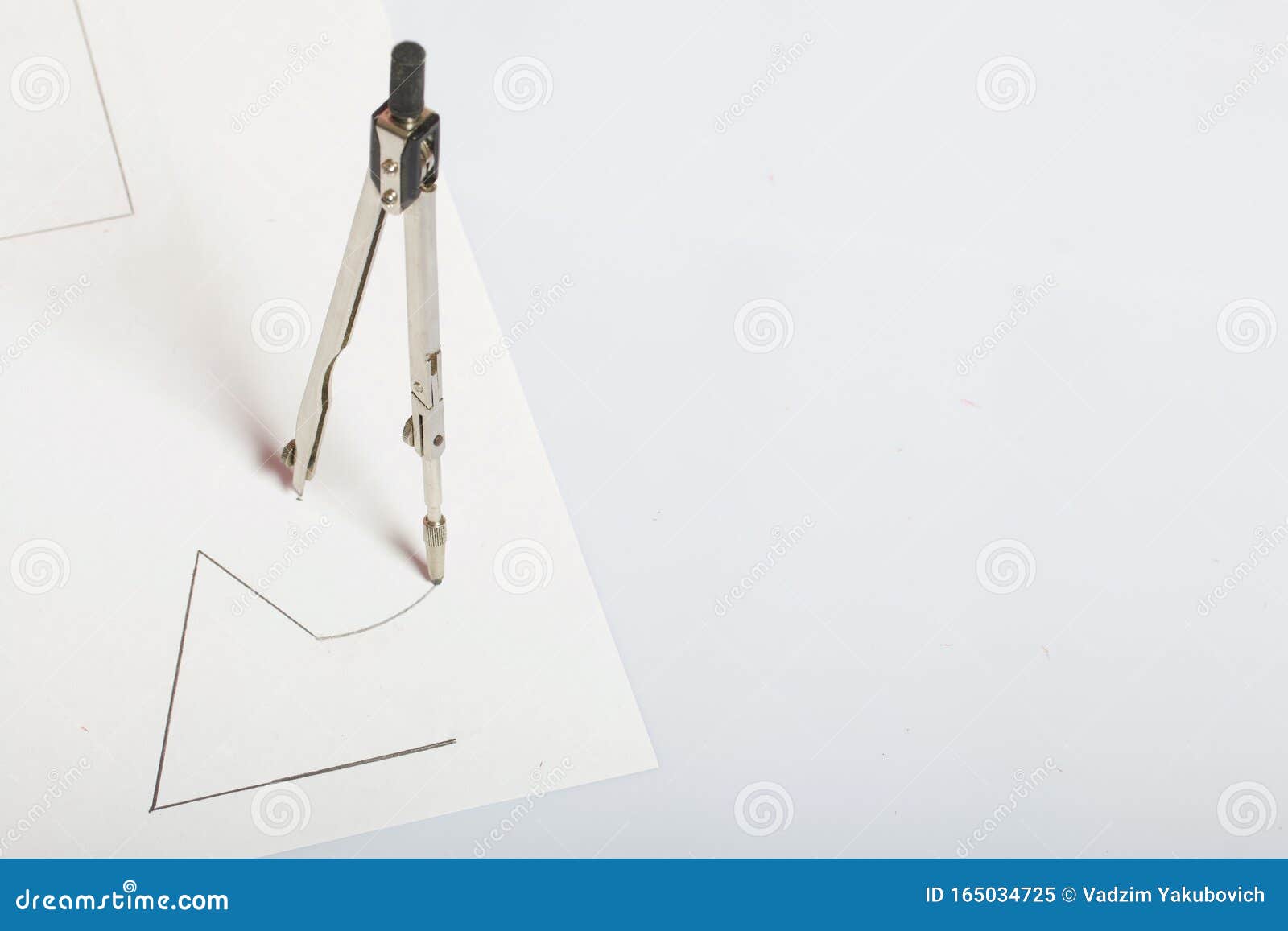 A Figure Drawn by a Compass on White Paper. Triangle, Circle and ...