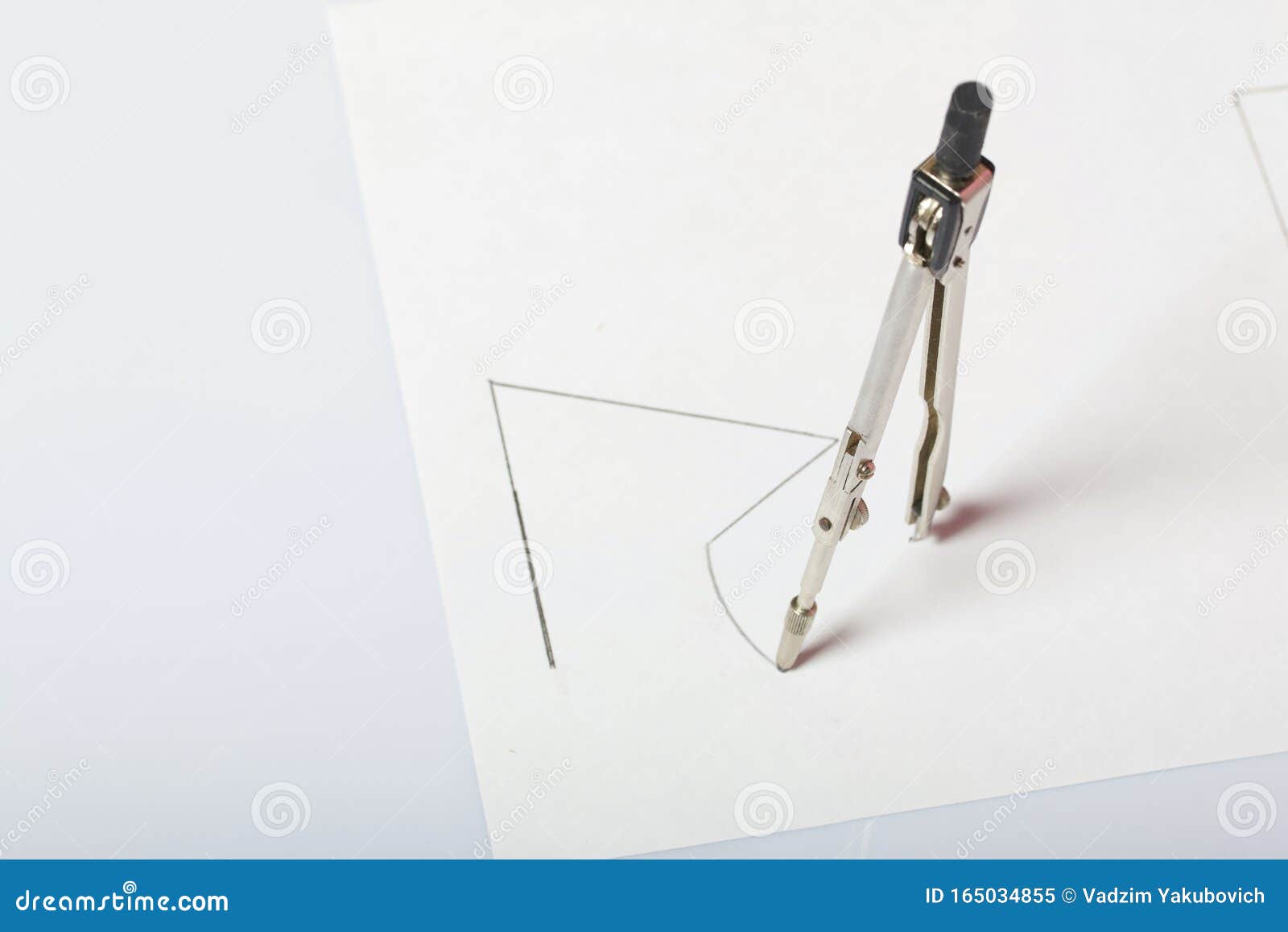 A Figure Drawn by a Compass on White Paper. Triangle, Circle and ...