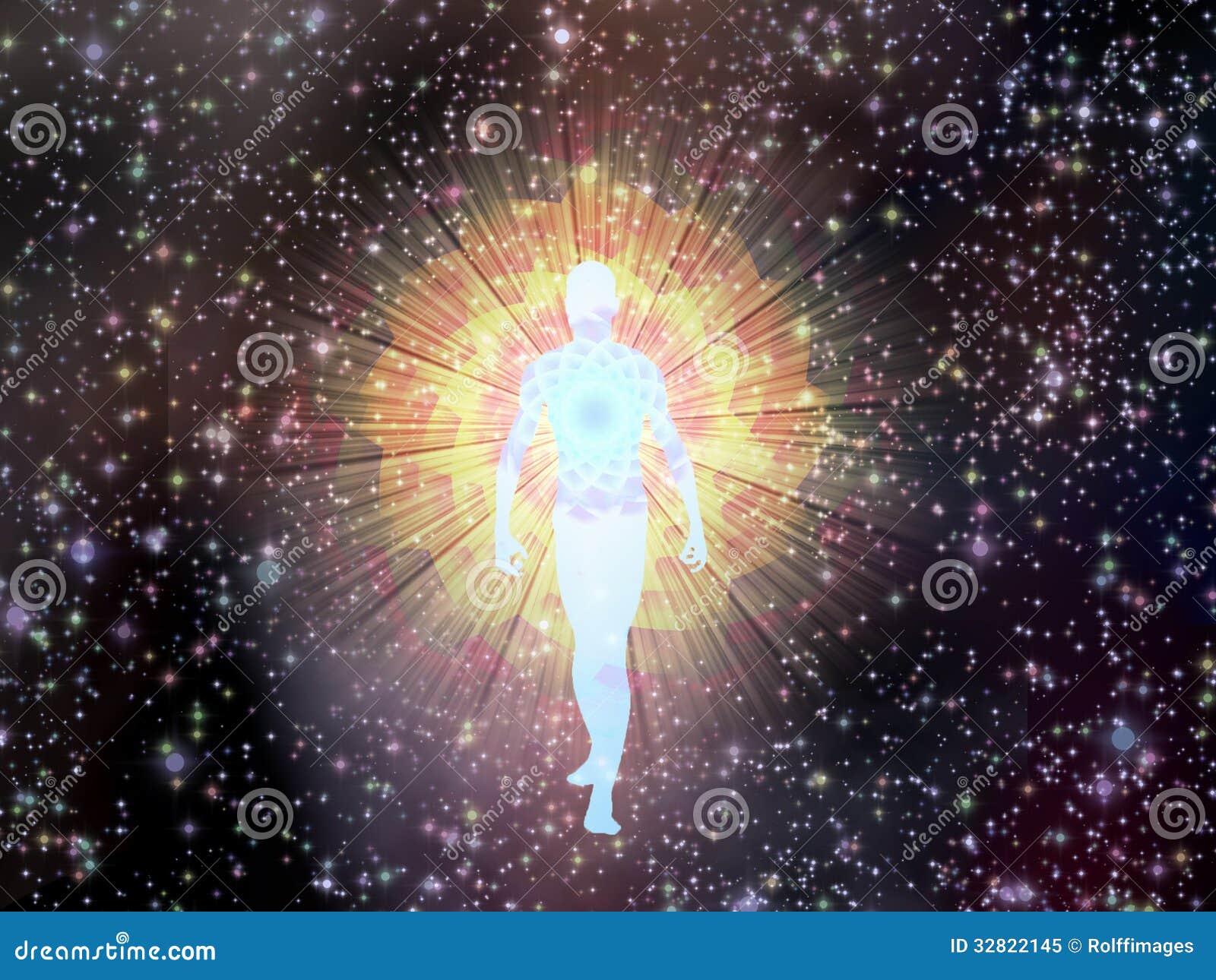 Figure emerges from cosmos stock illustration. Illustration of future ...