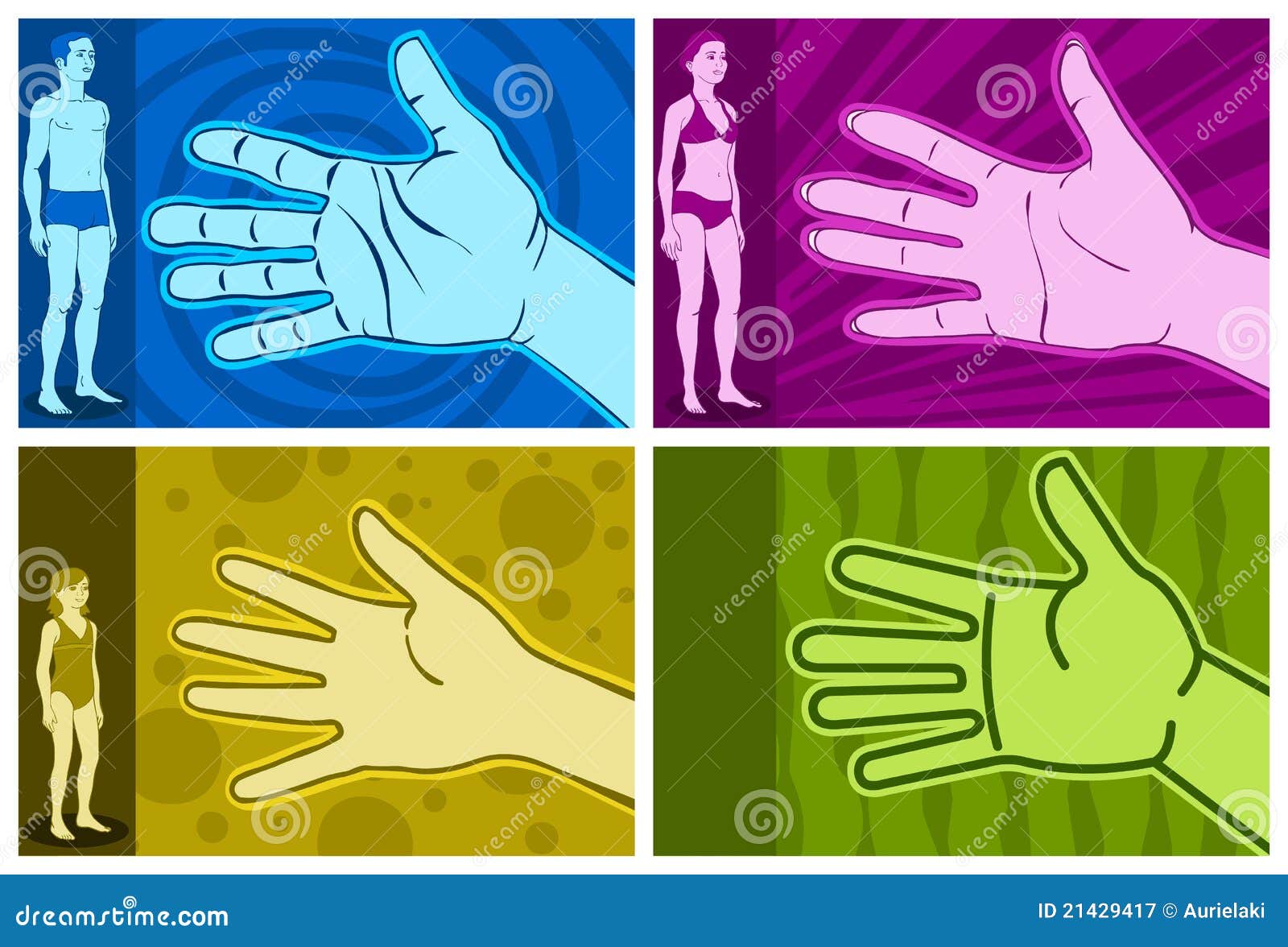 Figure in Four Different Types of Hand Stock Vector - Illustration of ...