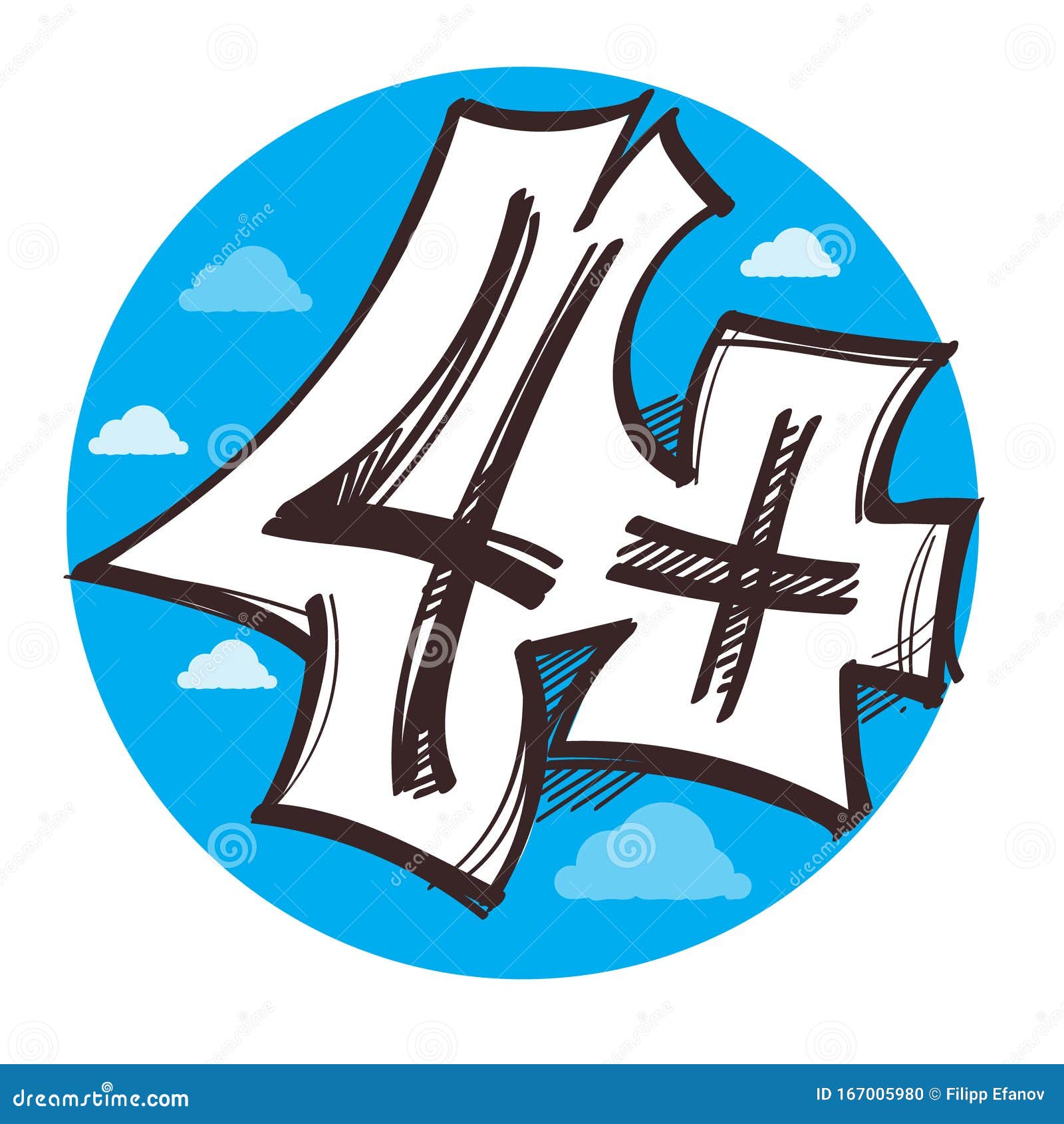 A Figure of Four with a Plus is a Sketch of the Logo. Element for ...