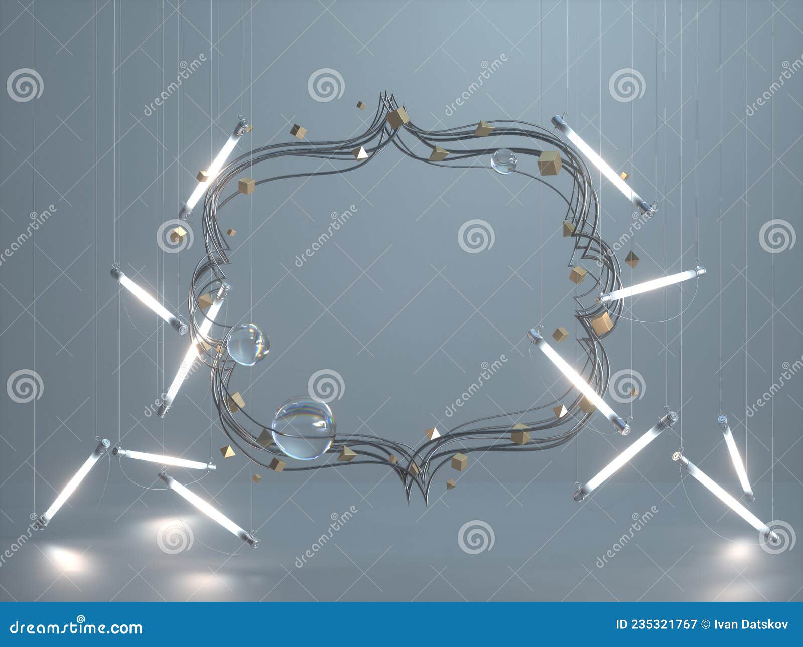 Figure Frame with Fluorescent Lamps. Stock Illustration - Illustration ...