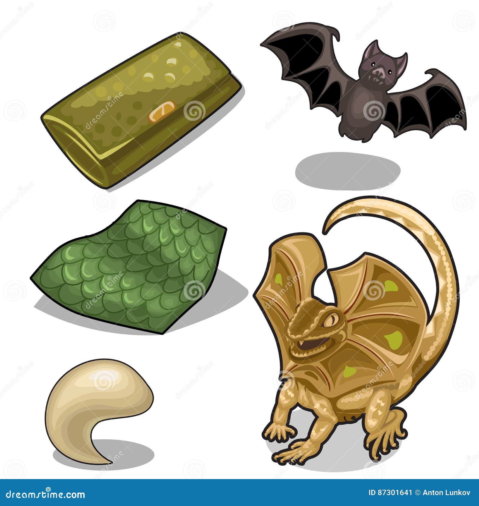 Figure of Frill-neck Lizard Theme and Bat Stock Vector - Illustration ...