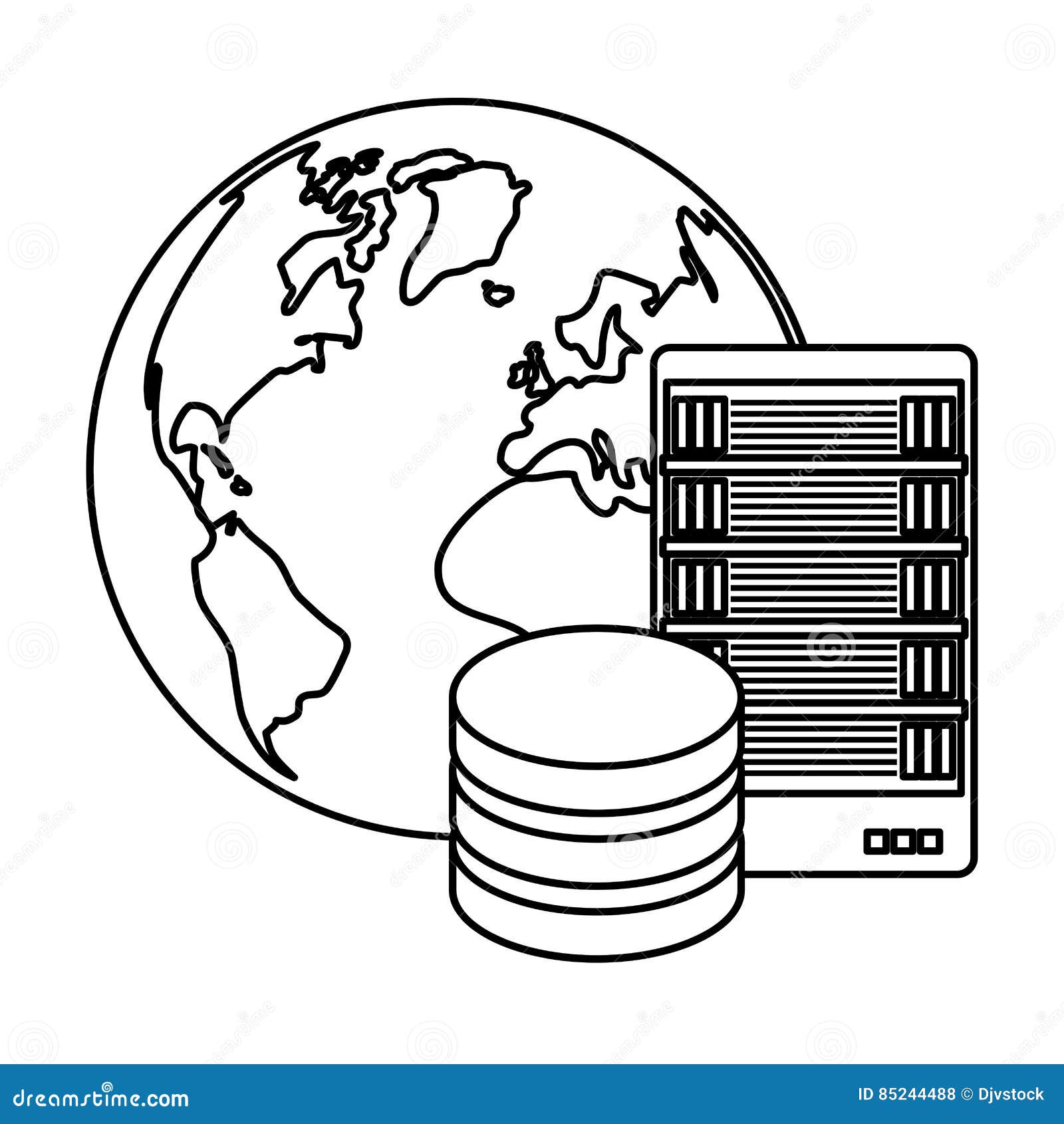 Figure Global Database Server Banner Icon Stock Illustration ...