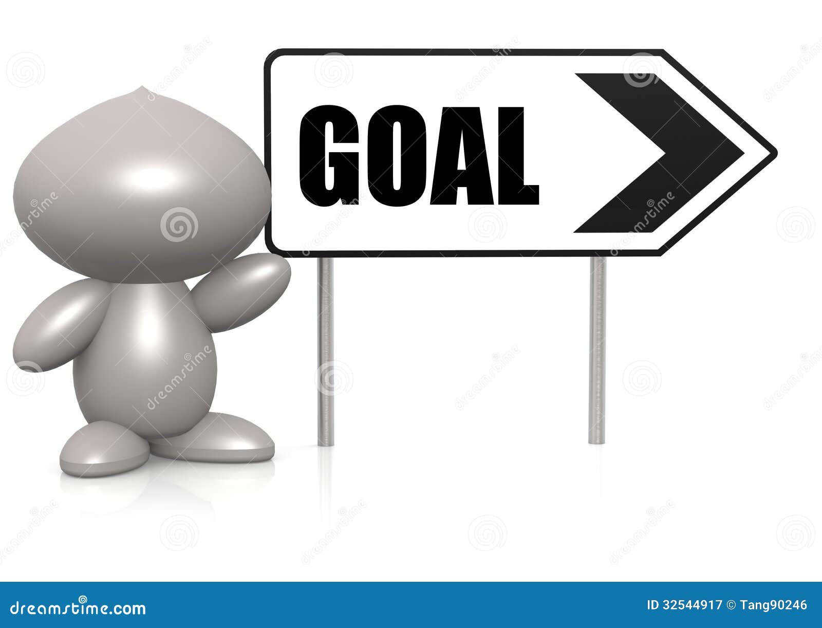 Figure with Goal Sign Board Stock Illustration - Illustration of male ...
