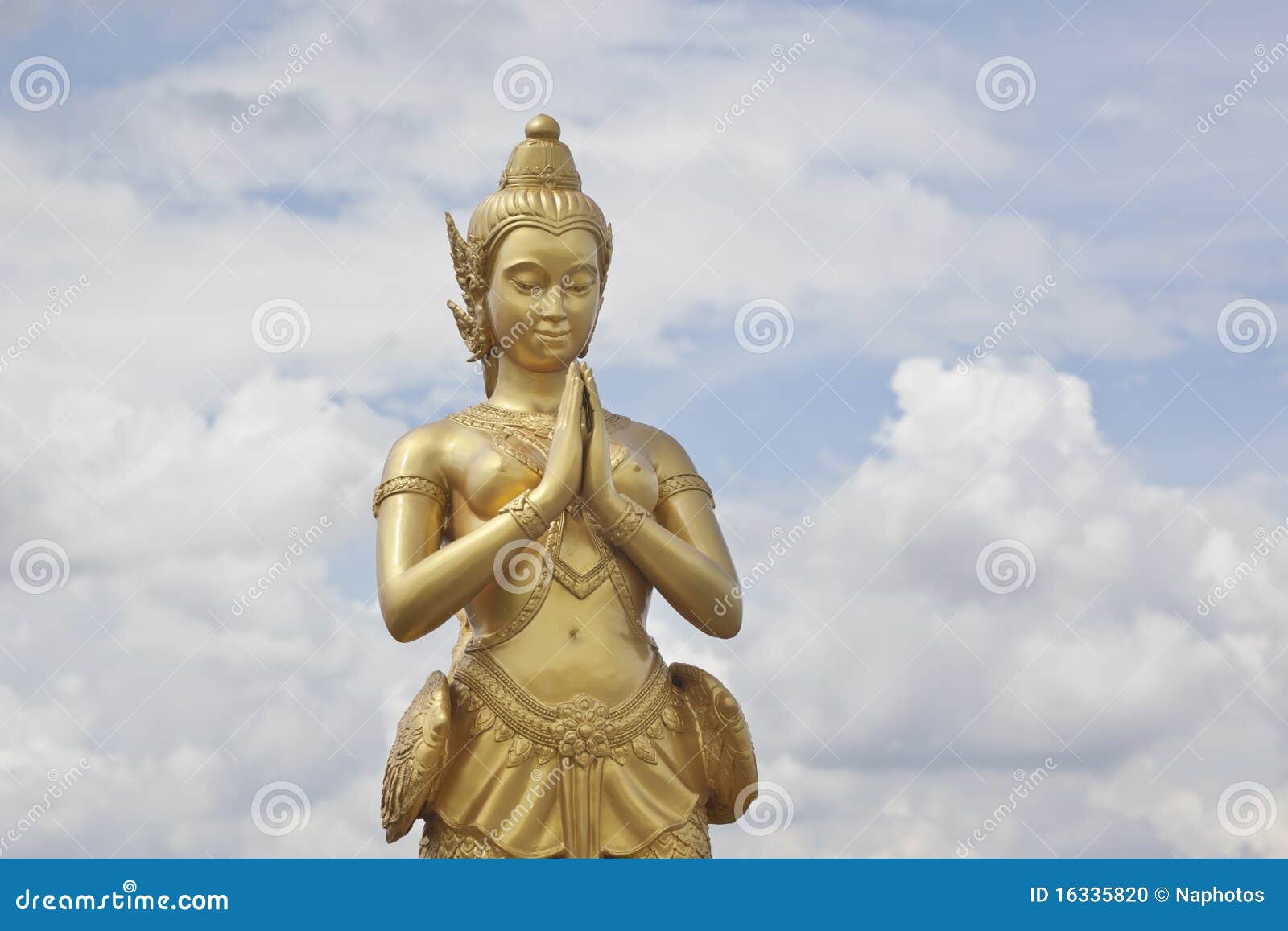 The Figure of Gold Deva Chasping Hand Stock Photo - Image of bright ...