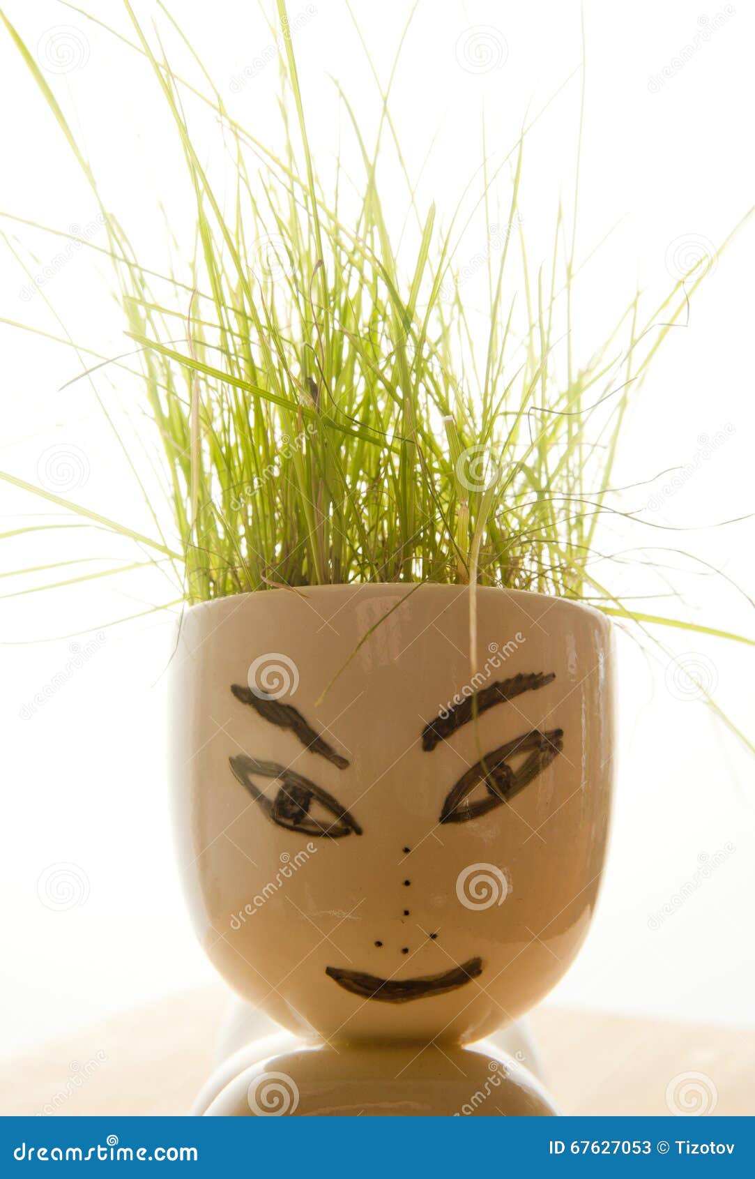 Figure with Grass on His Head. Stock Image - Image of mood, figurine ...
