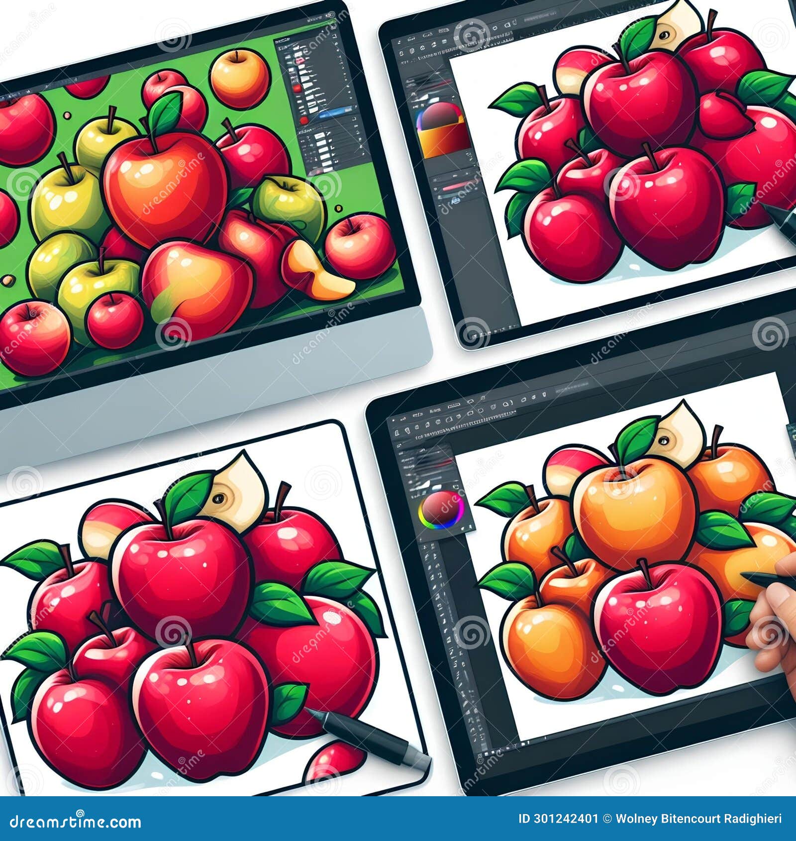 Figure of 4 Groups of Apples Created by AI Stock Illustration ...