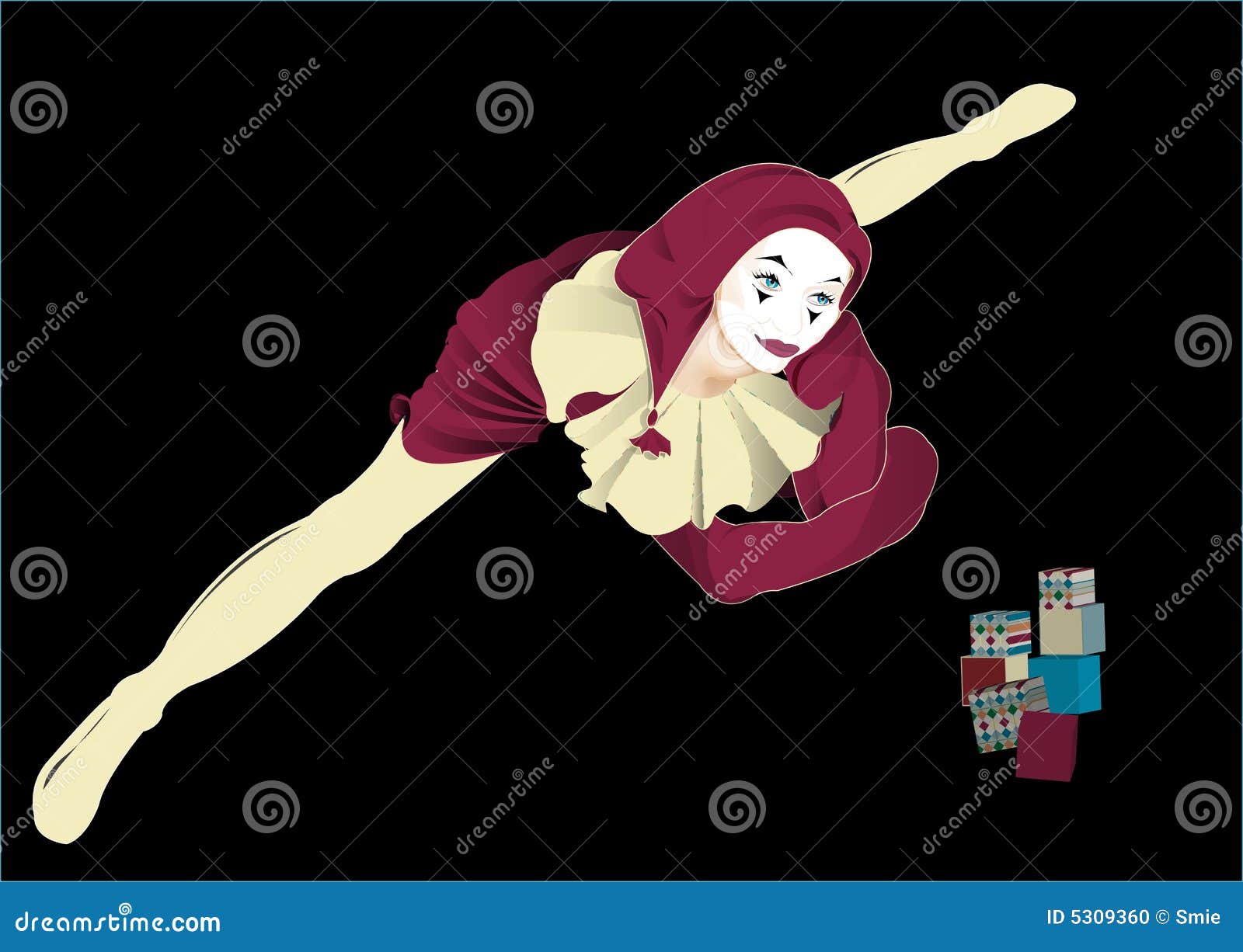 Figure Harlequin With Cubes On A Black Background Picture. Image: 5309360