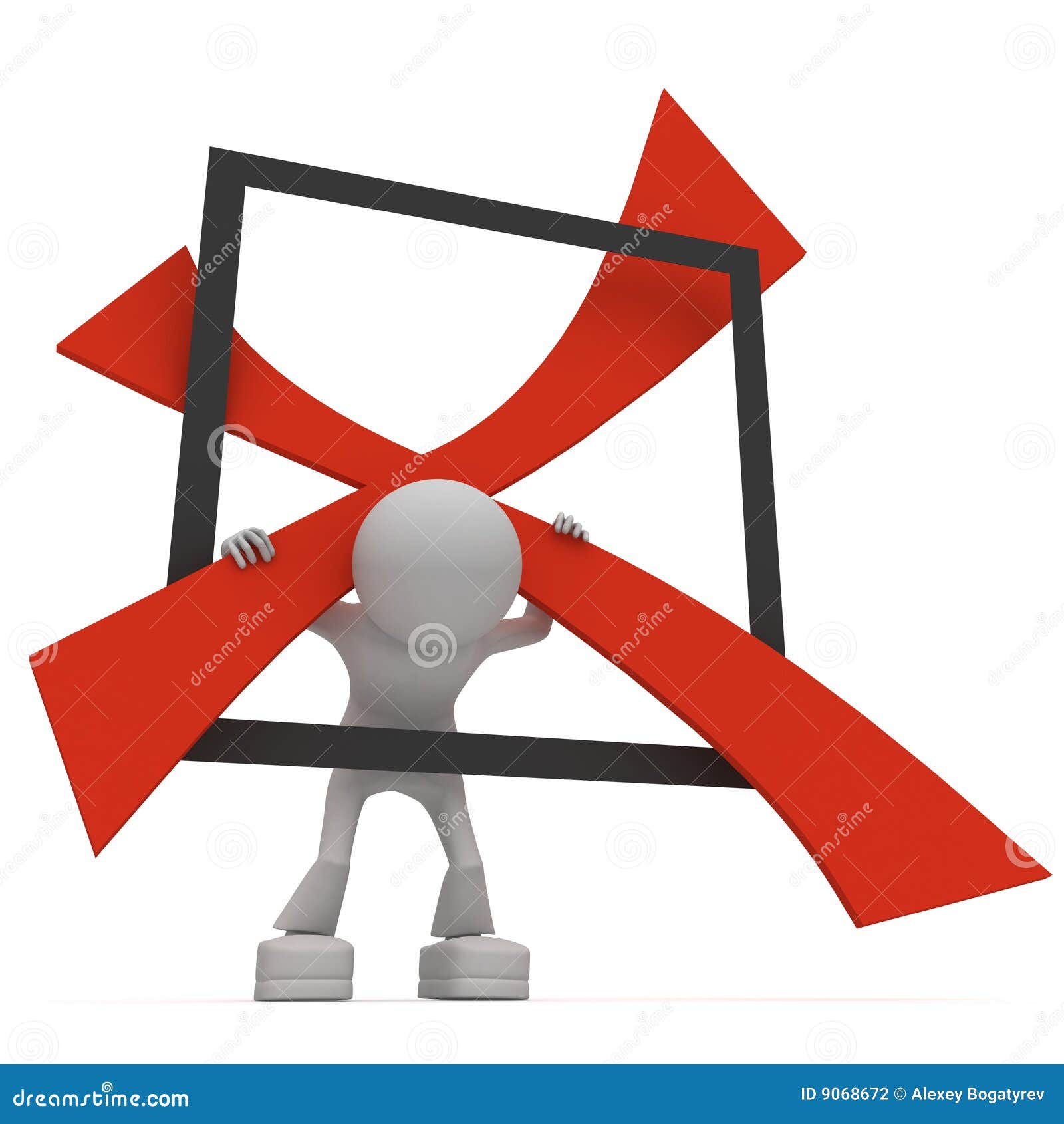 Figure Holding an X in a Box Stock Illustration - Illustration of ...