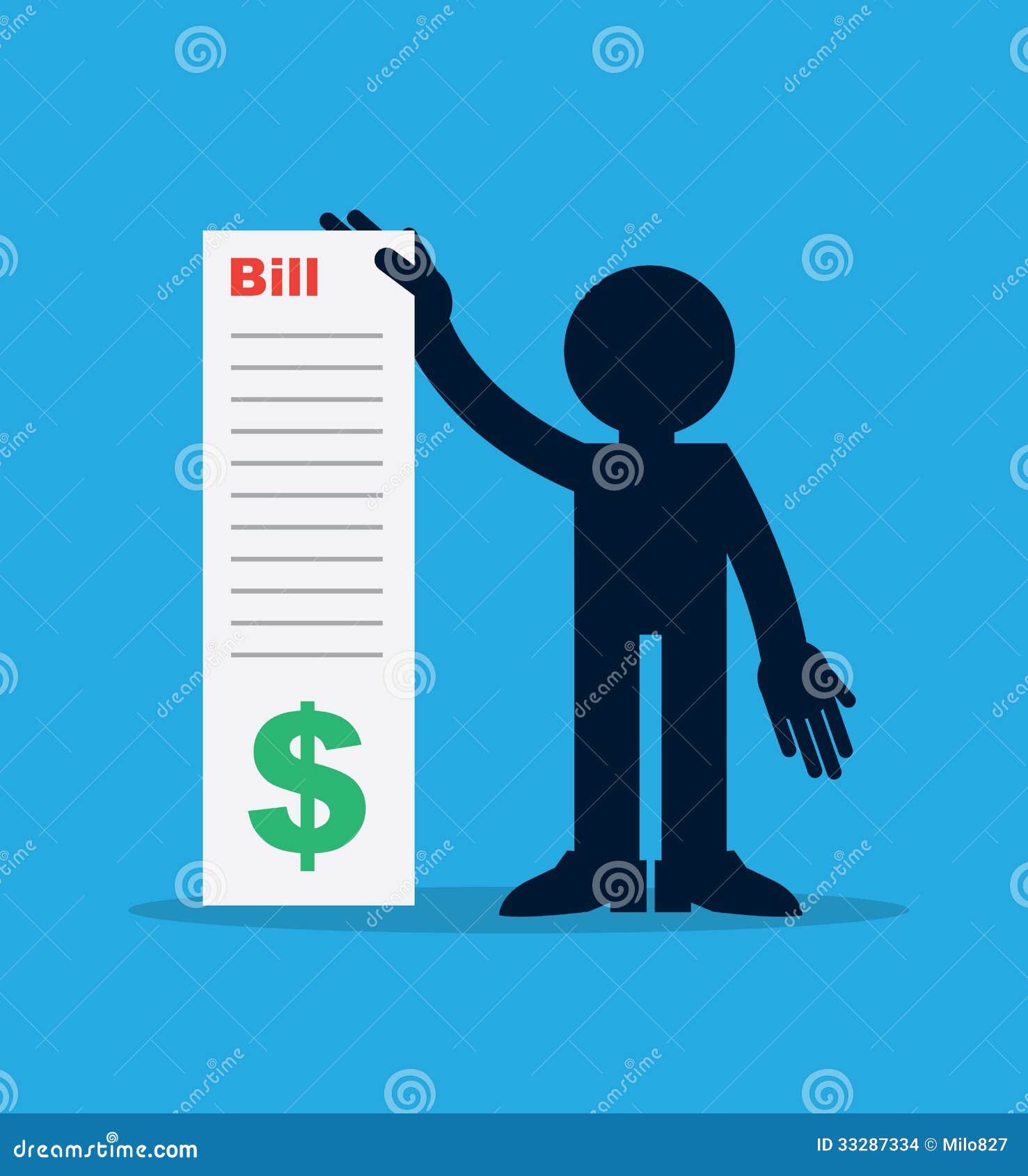 Figure Holding Large Bill stock vector. Illustration of dinner - 33287334