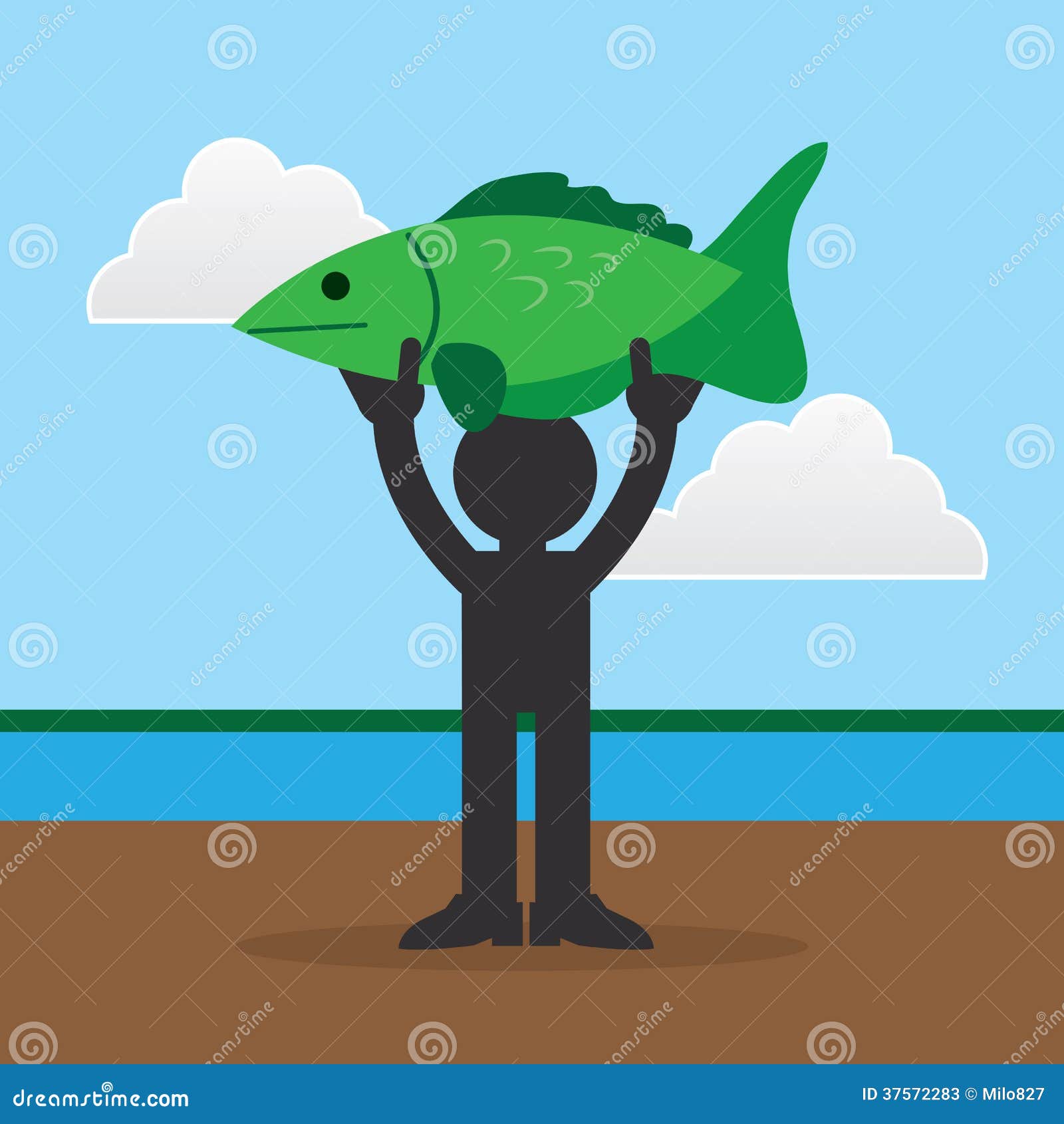 Large Set Of Fish. Types Marine, Ocean Fish And Freshwater Fish Vector ...