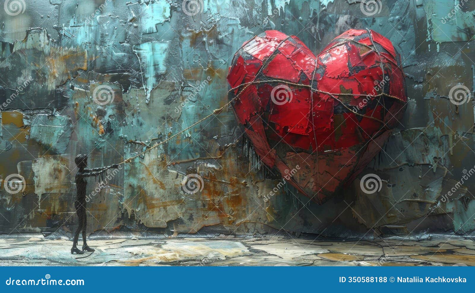 Figure Holding a Puppet String Tied Heart Stock Illustration ...