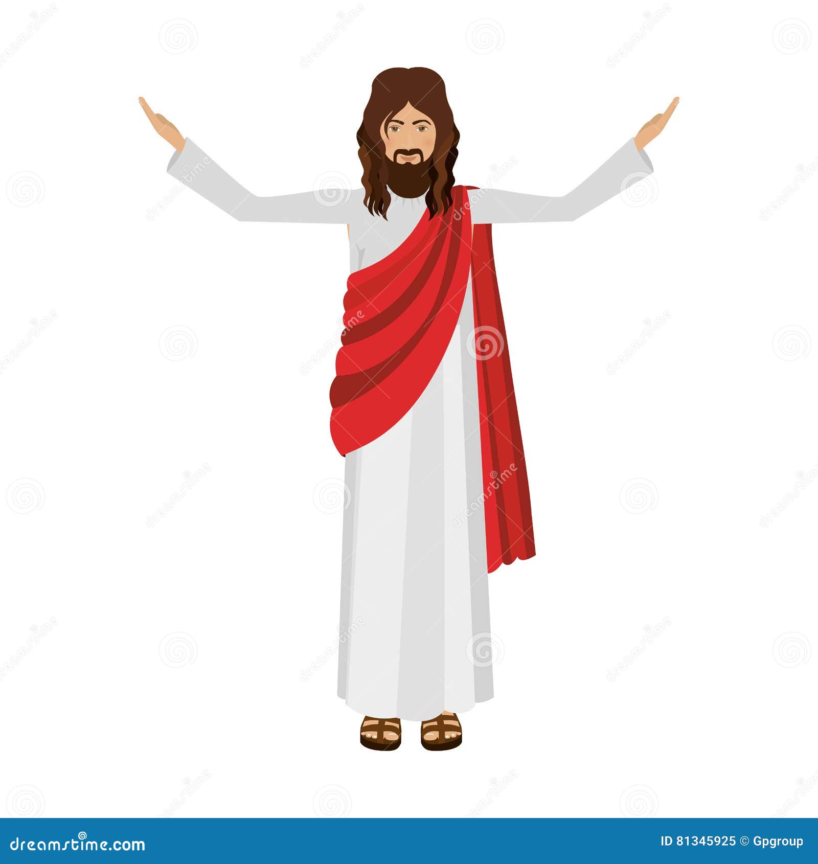 Jesus, Dressed In A White Robe, With His Back Turned To The Viewer ...