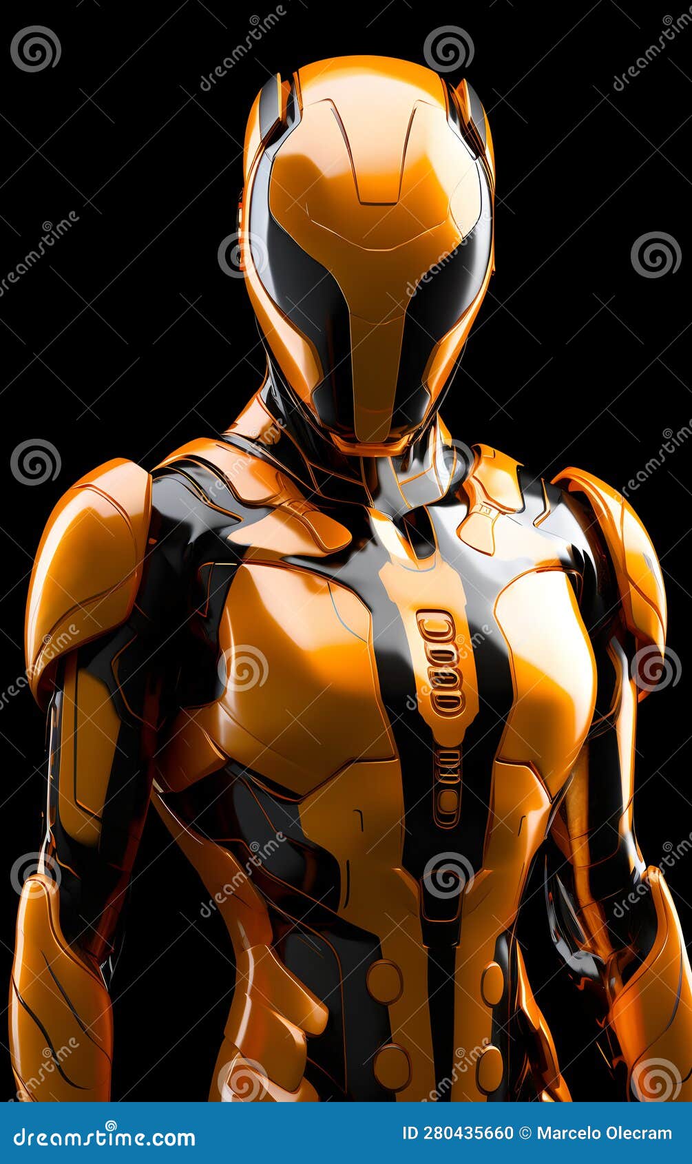 Figure of a Humanoid Robot with Artificial Intelligence. Visible ...