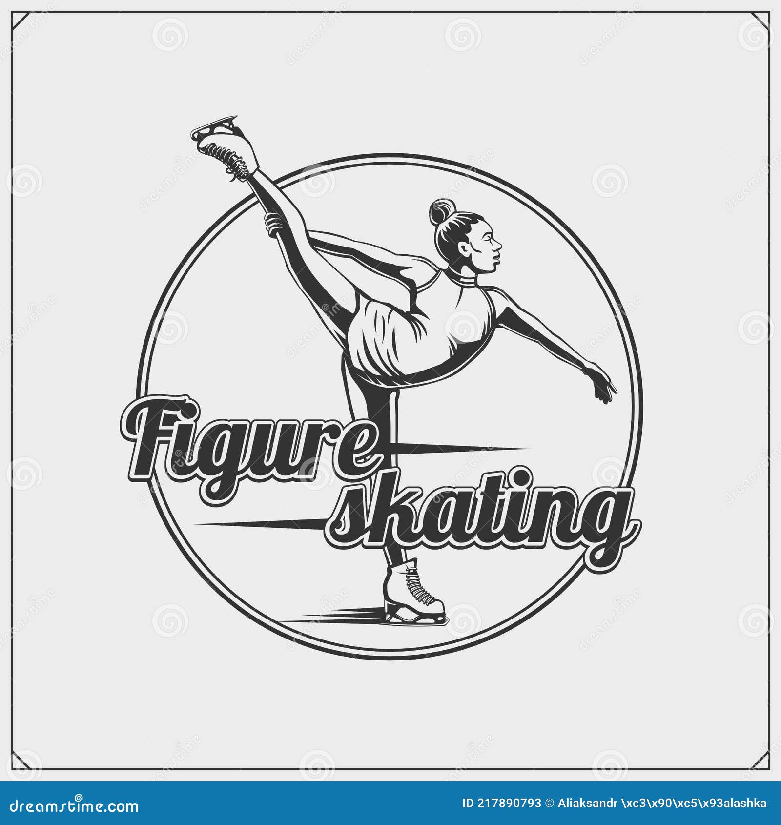 Figure Ice Skating Set Emblems. Beautiful Woman on the Ice Stock Vector ...