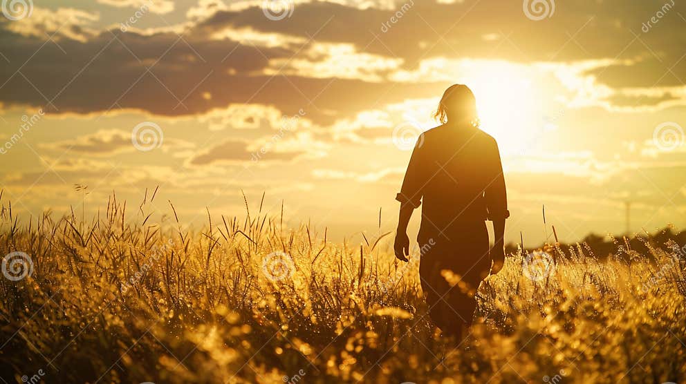 The Figure of Jesus in the Fields Stock Image - Image of generated ...