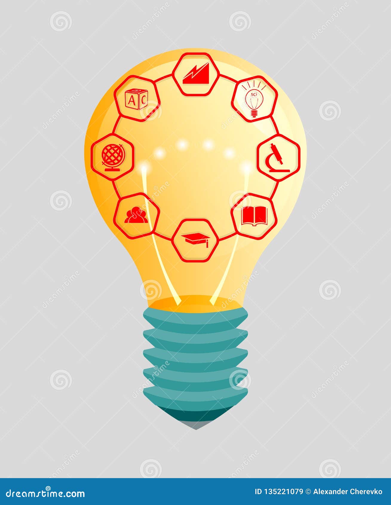 Figure Light Bulb with the Symbols of Science, Learning, Design Element ...