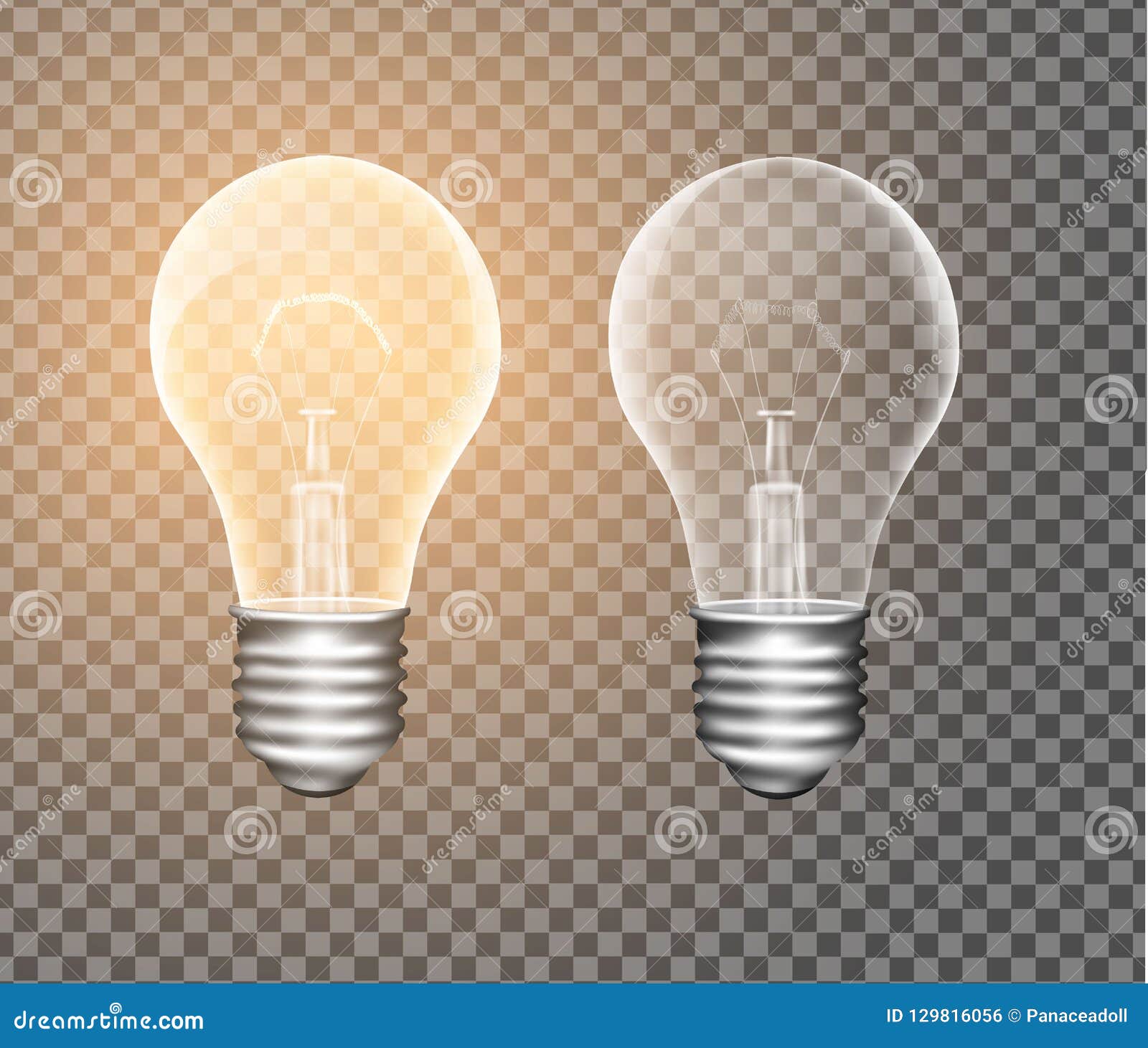 Figure of a Luminous Light Bulb on a Transparent Stock Illustration ...