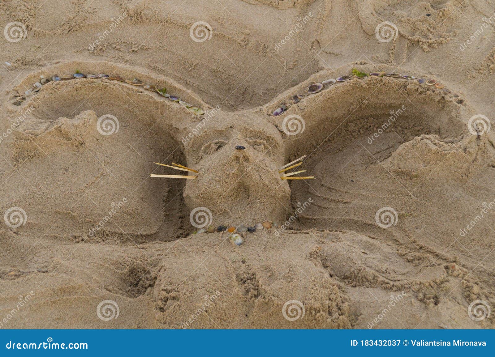 Sand Sculpture of a Hare on the Beach Stock Image - Image of outdoors ...