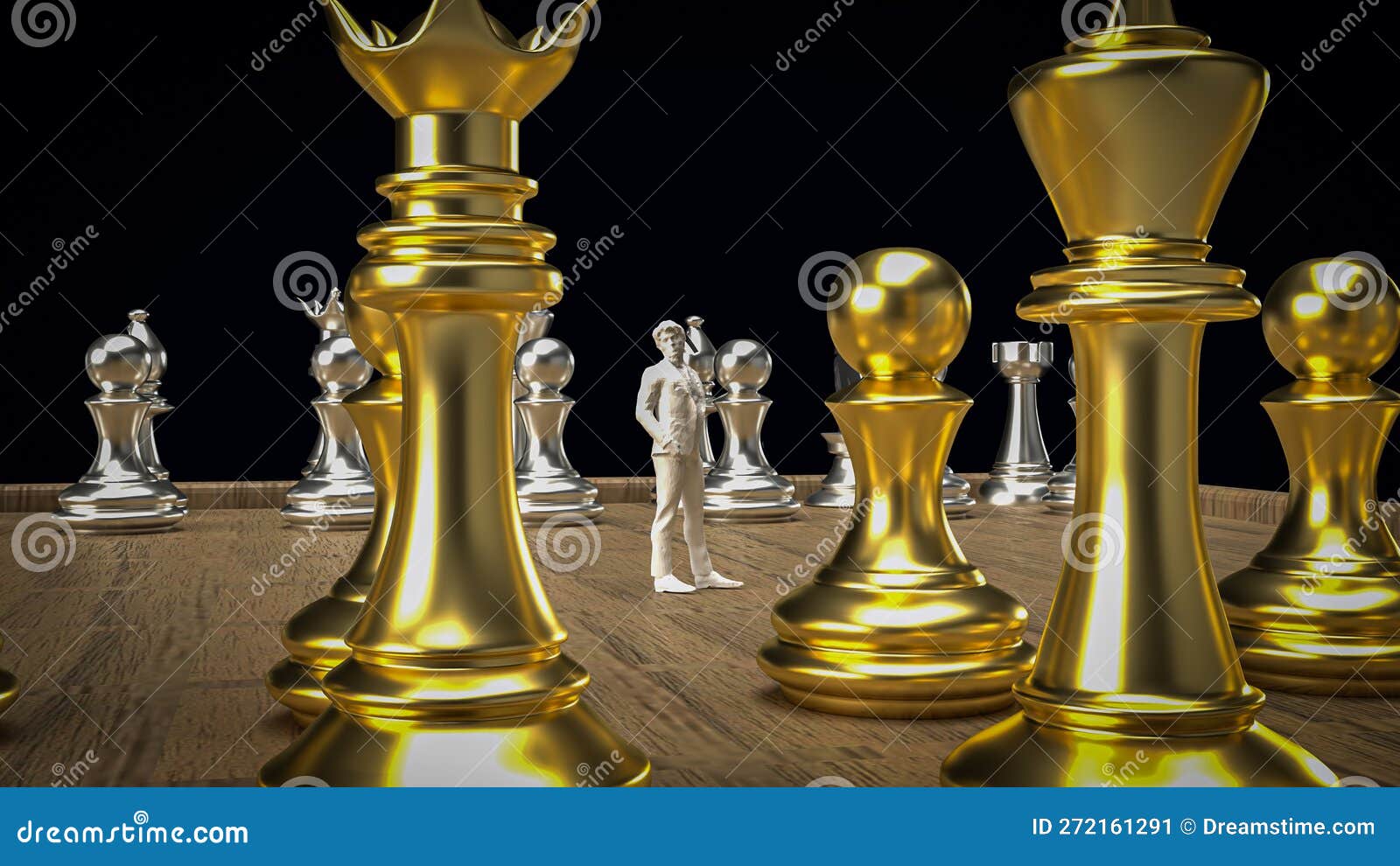 Figure Man on Chess Board for Business Concept 3d Rendering Stock ...