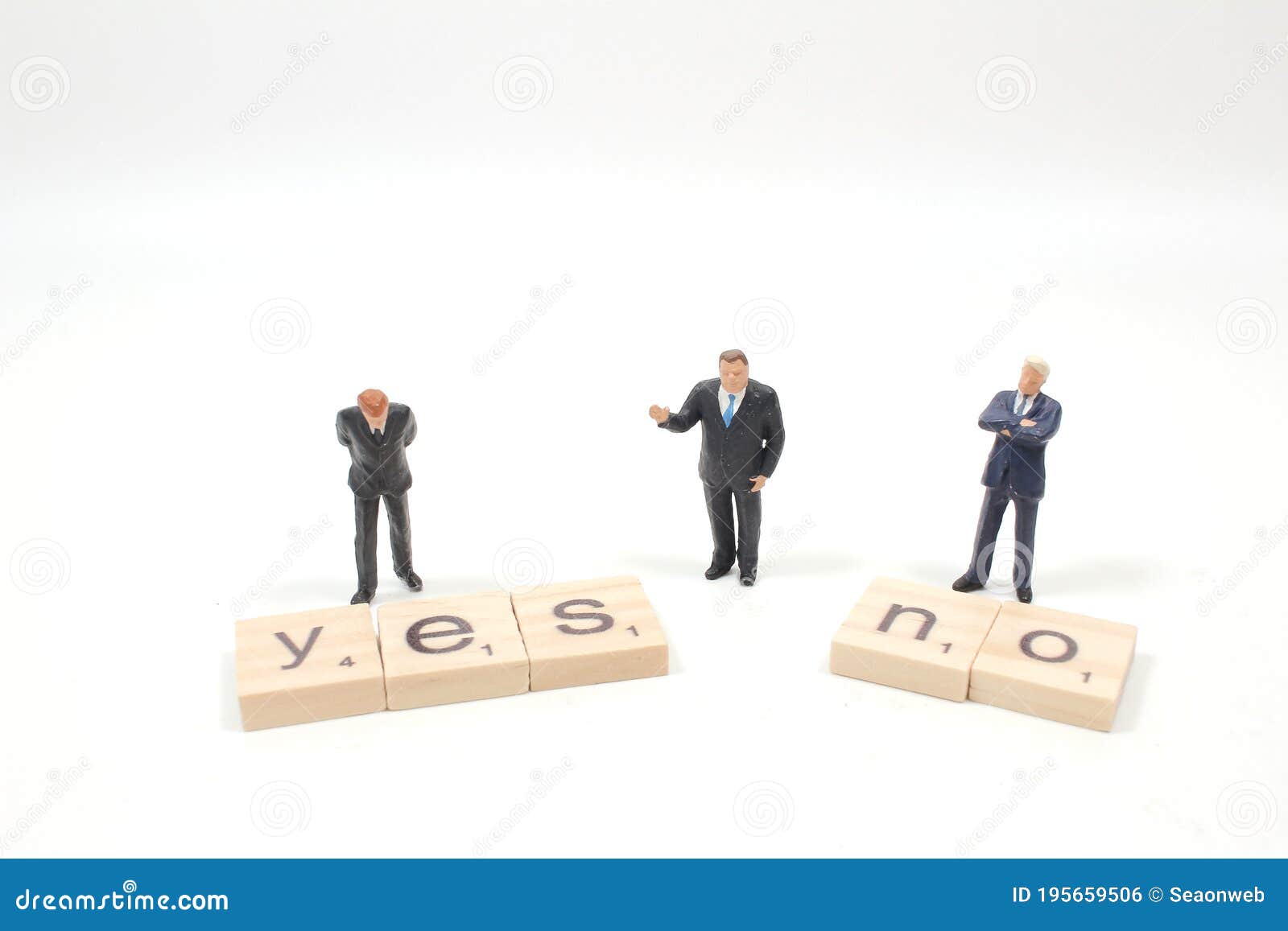 A Figure Man Face of Yes and No Problem Stock Photo - Image of ...