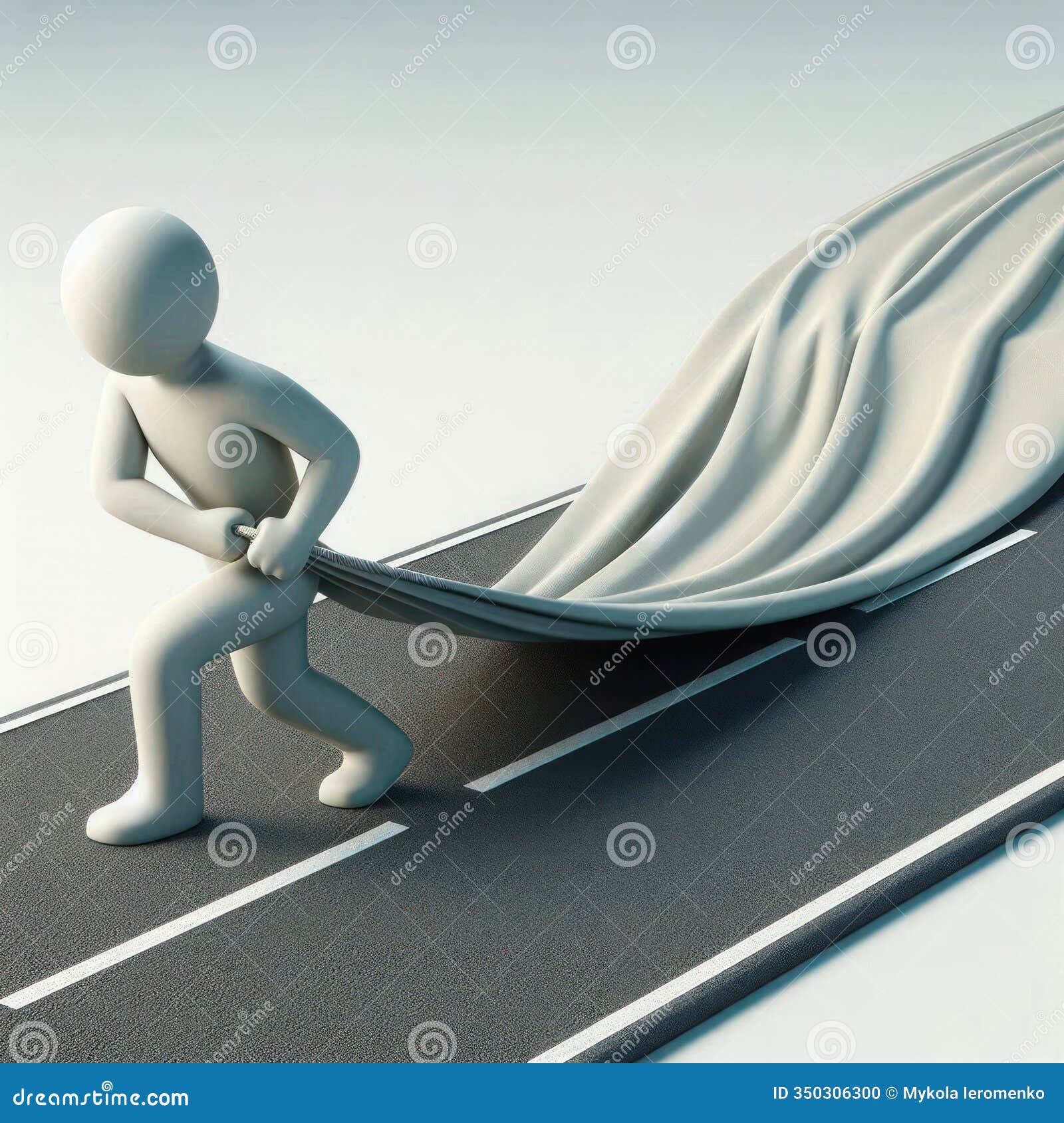 The Figure of a Man Pulling the Roadbed. Stock Photo - Image of ...