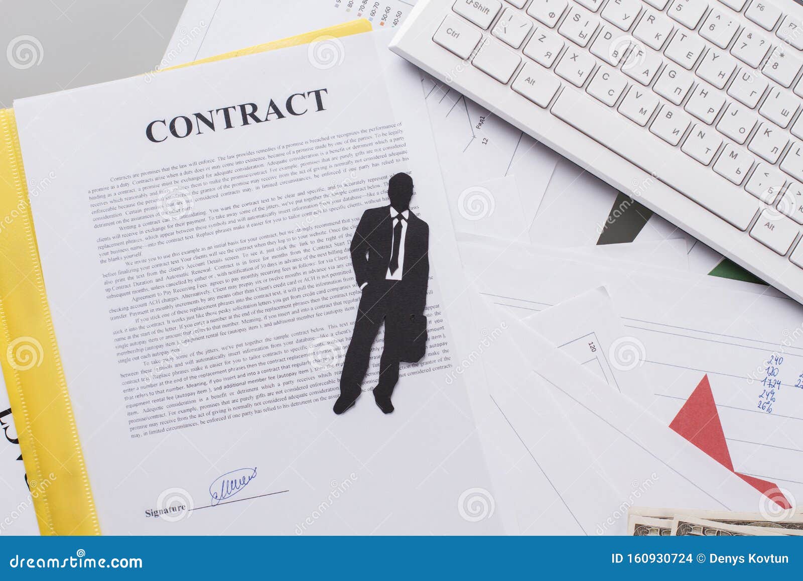 Figure of Man on Signed Papers. Stock Photo - Image of invest, money ...