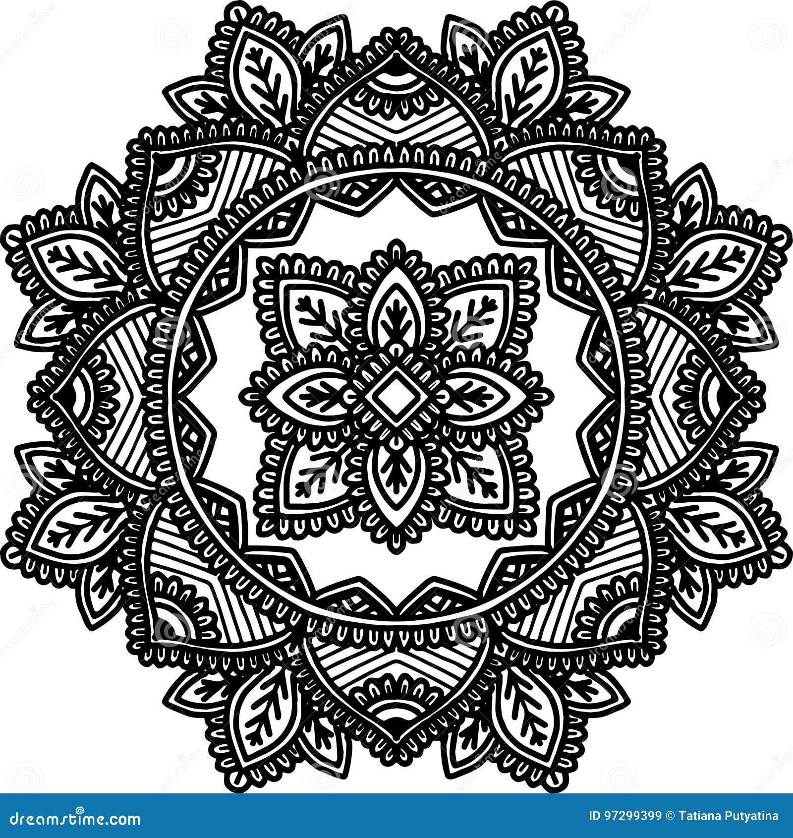 Figure Mandala for Coloring Stock Illustration - Illustration of mehndi ...