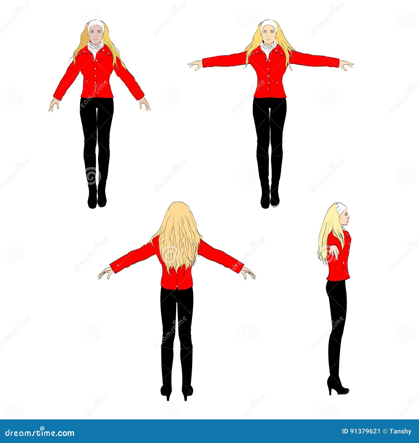 Figure. Model Woman in Boots and Jacket, Front View, Vector Stock ...