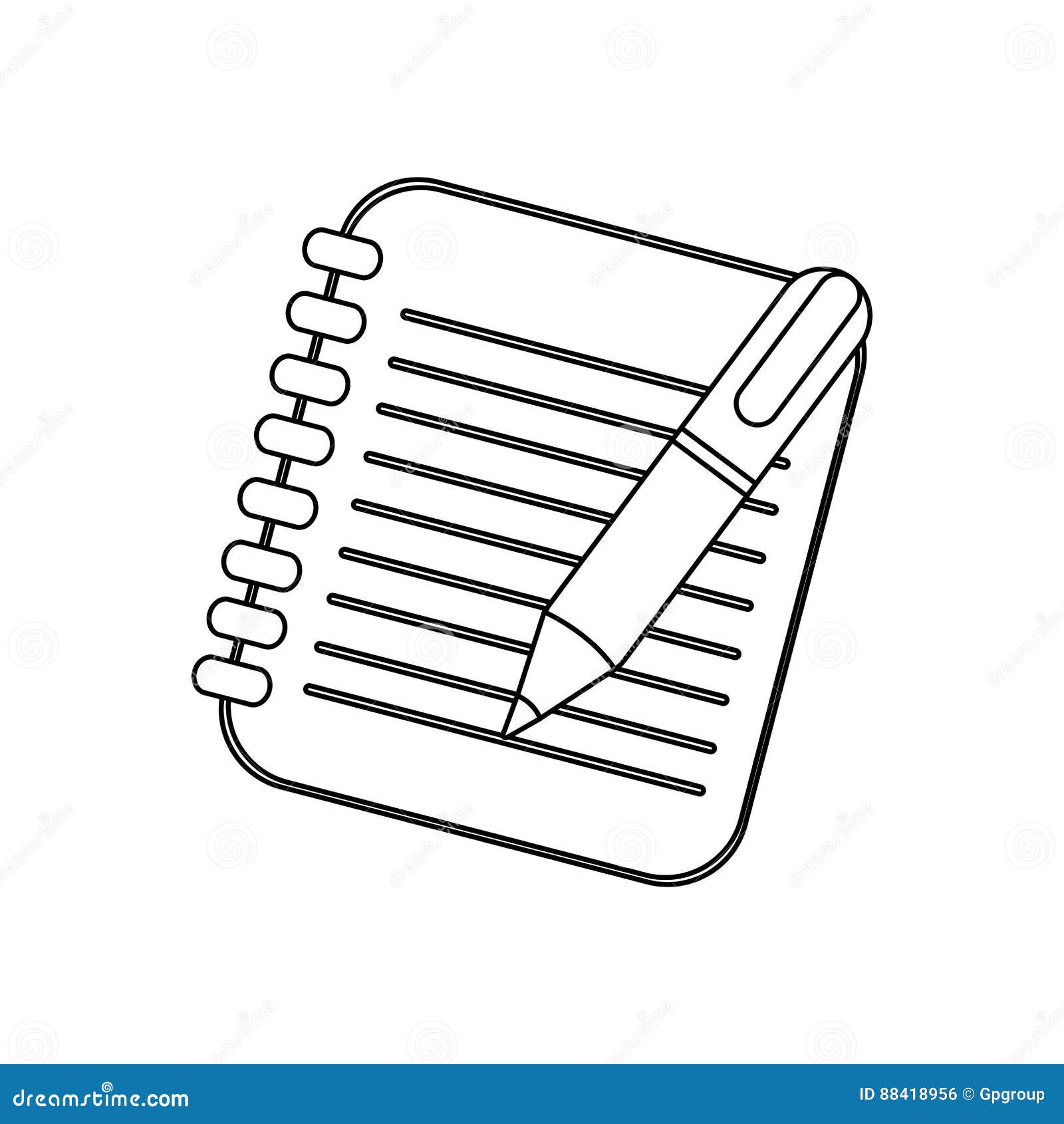 Figure Notebook with Pen Icon Stock Illustration - Illustration of note ...
