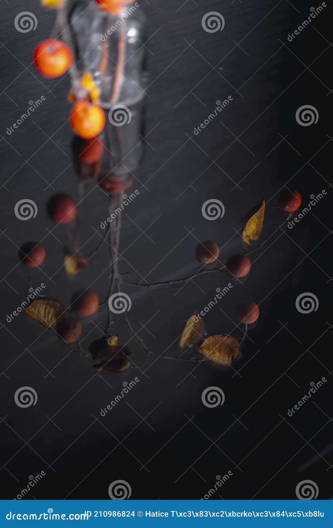 Figure of Orange Tree Made from Beads and Dry Branches. it Stands on ...