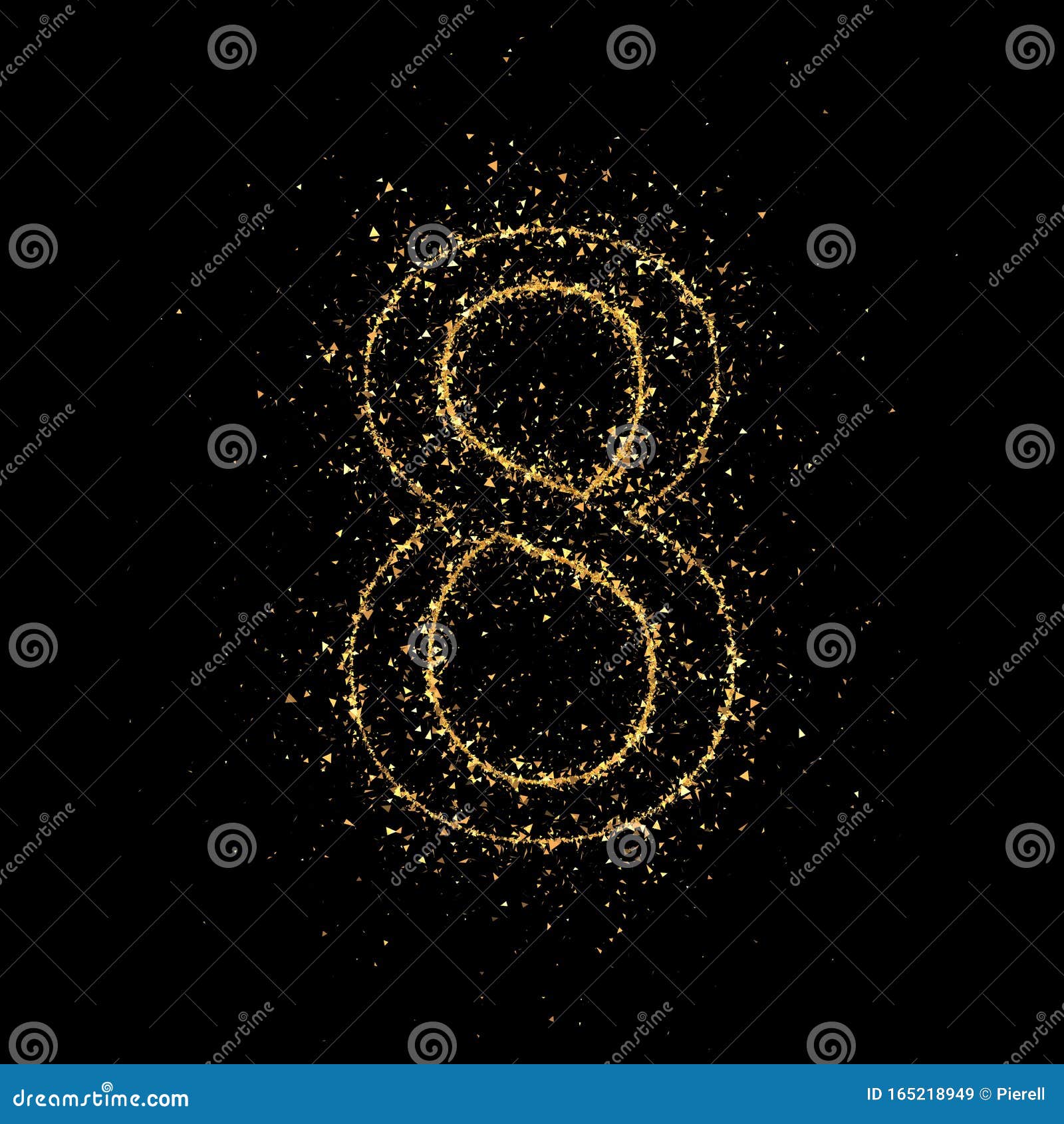 The Figure is 8 Particles of Gold. 3d Illustration, 3d Rendering Stock ...