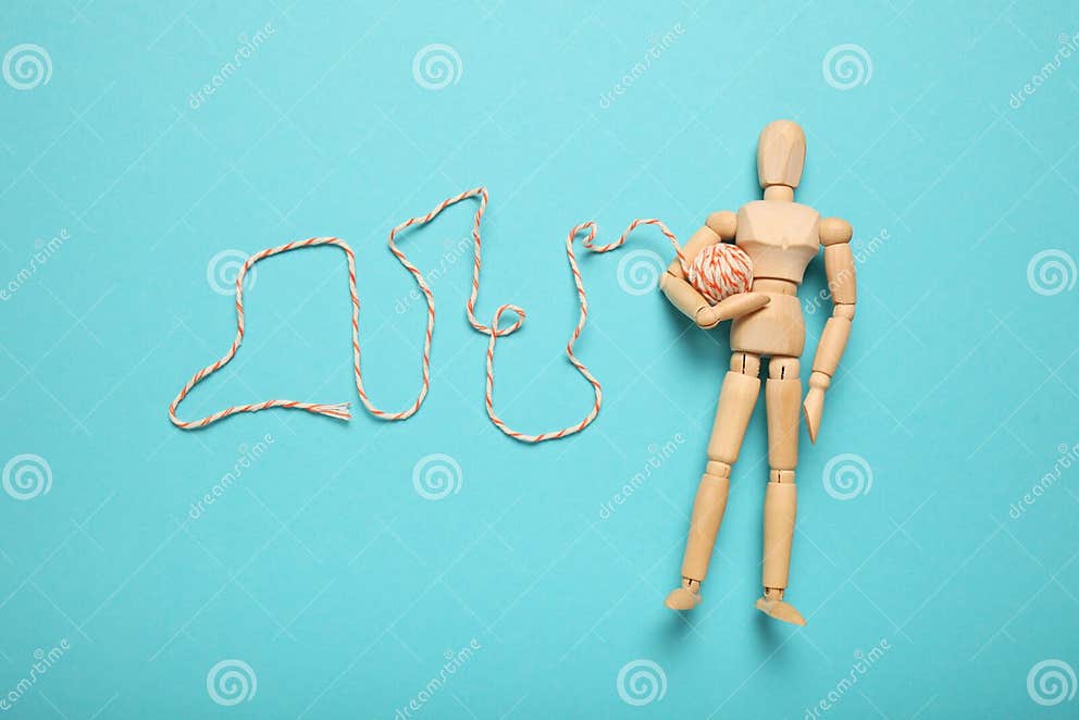 Figure of Person with Tangle of Problems, Solving Difficulties Stock ...