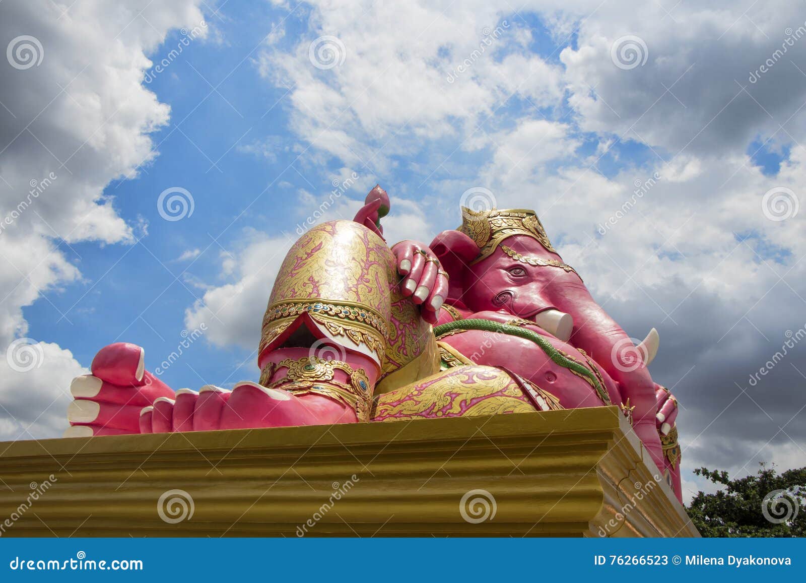 Figure Pink Ganesha in the Sky. Stock Image - Image of chachoengsao ...