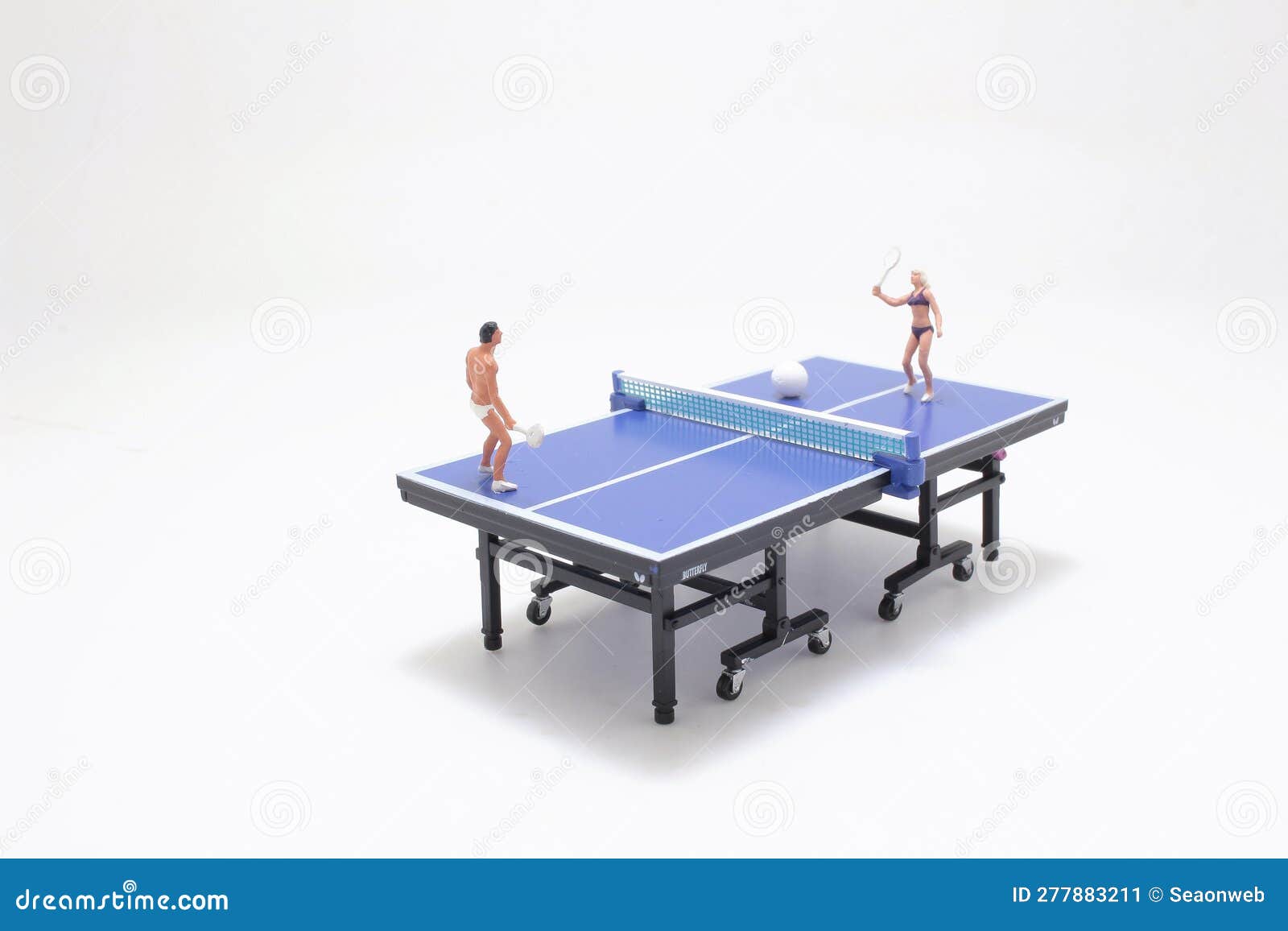 A Figure Play Tennis on the Pingpong Table Stock Image - Image of ...