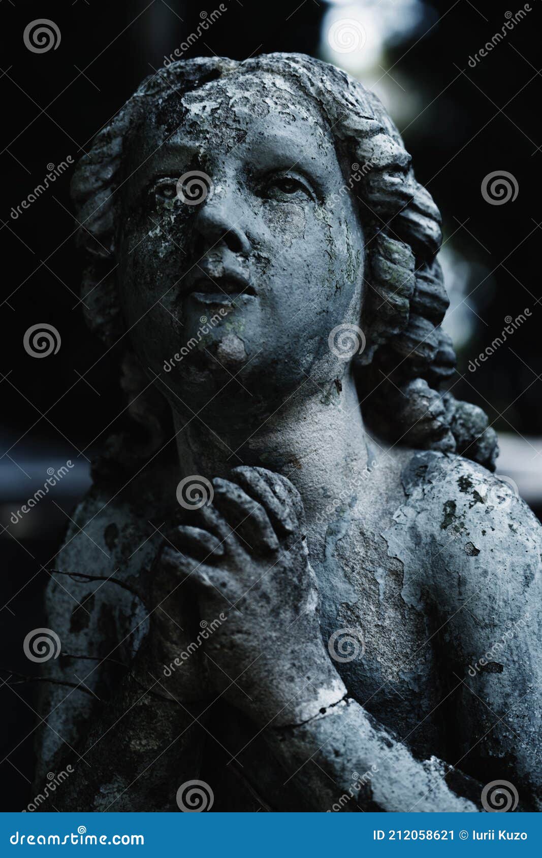 Figure of Praying Angel. Ancient Destroyed Statue Stock Image - Image ...